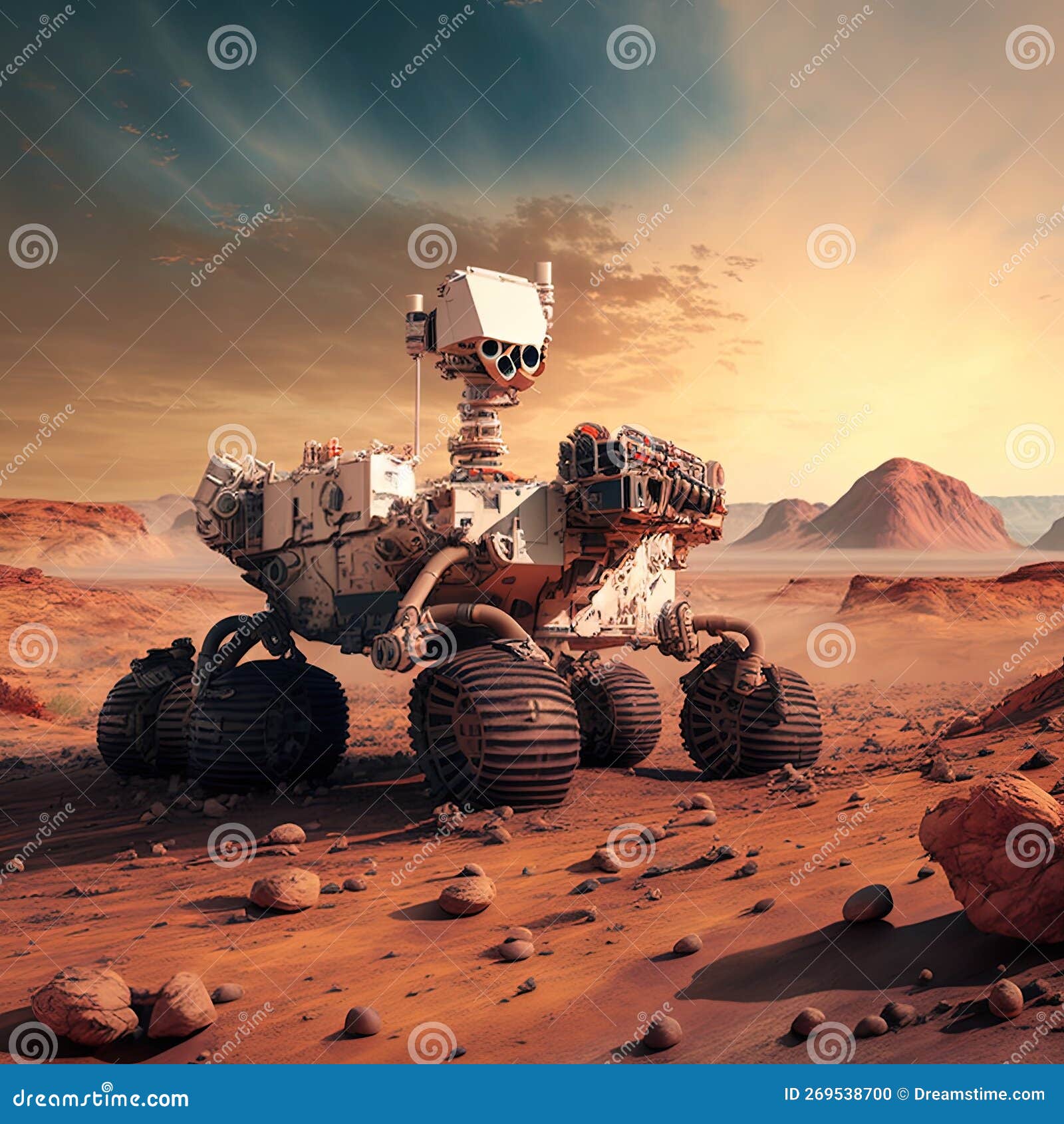 Martian Rover on Planet Mars. Generative AI Stock Illustration ...