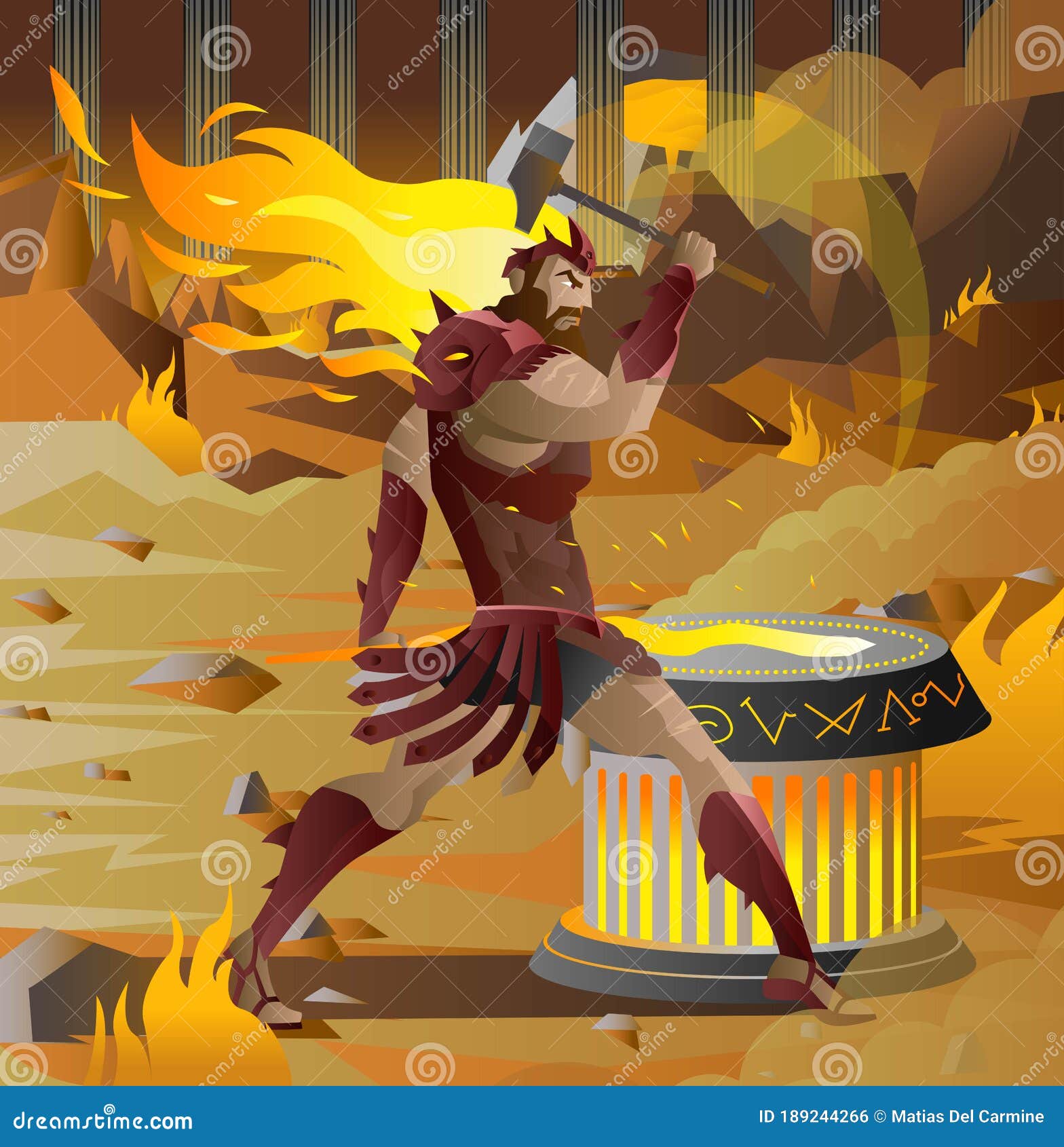 Vulcan Greek Roman God Of The Forge Vector Illustration | CartoonDealer ...