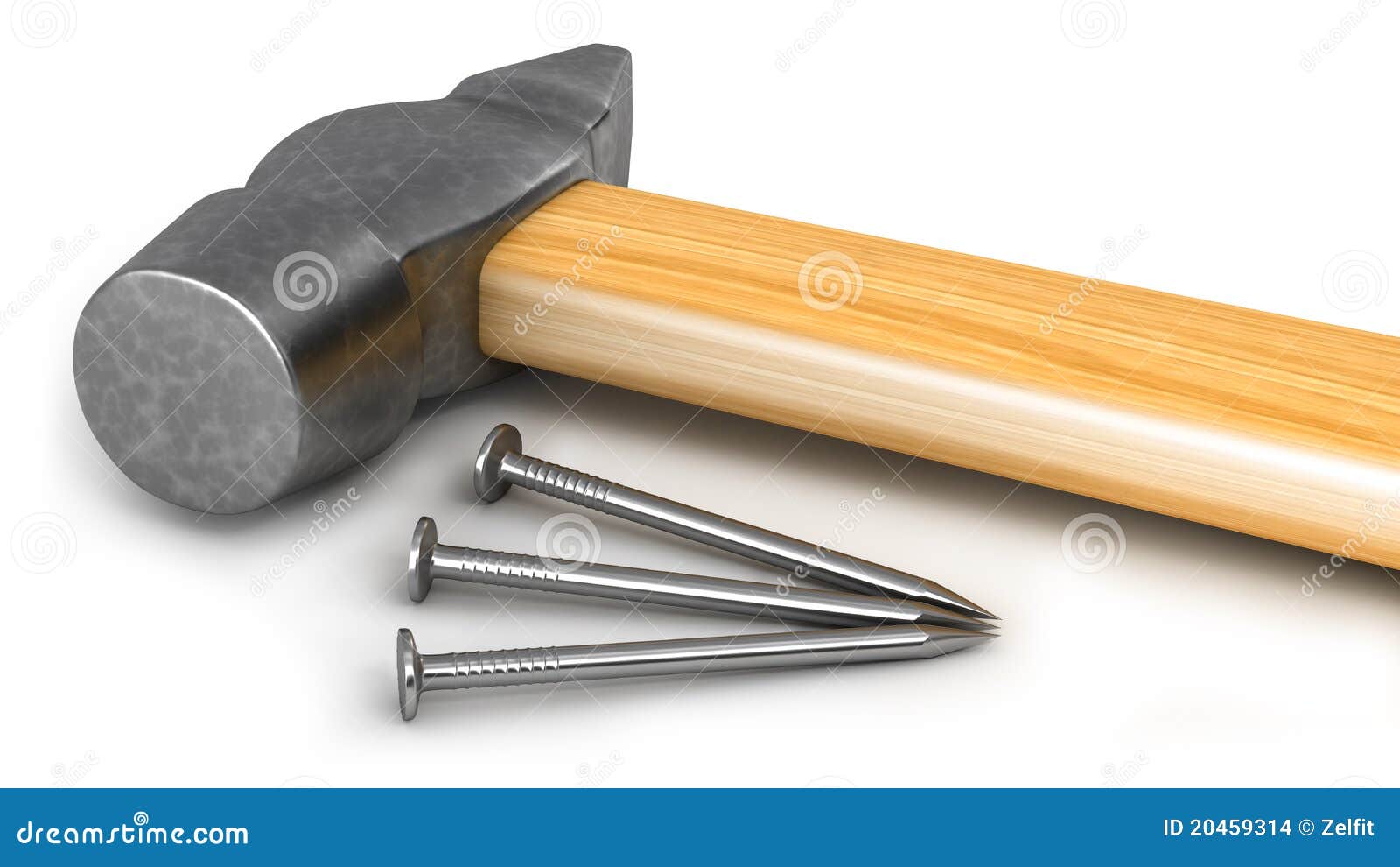 Martillo con pocos clavos foto de archivo. Imagen de martillado - 20459314
