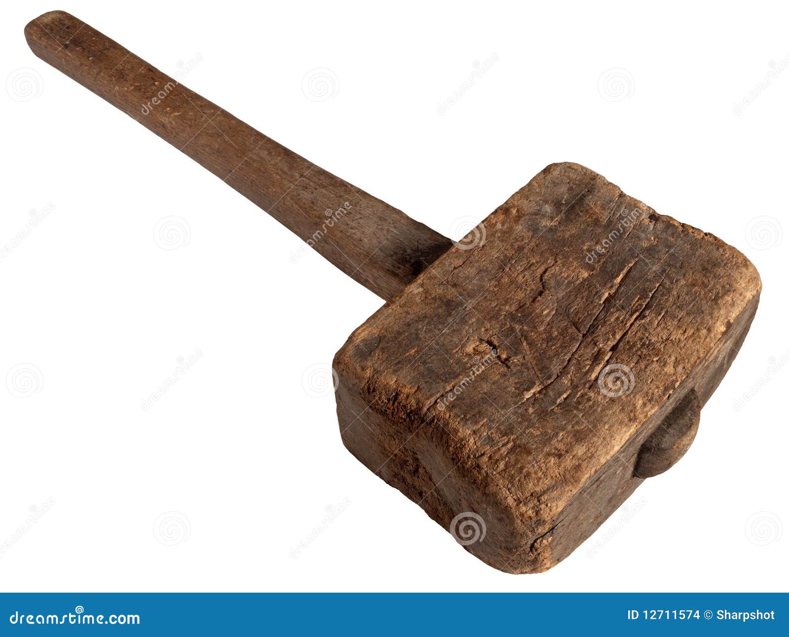 Martillo De Madera Viejo Del Mazo Aislado En Blanco. Foto de archivo ...