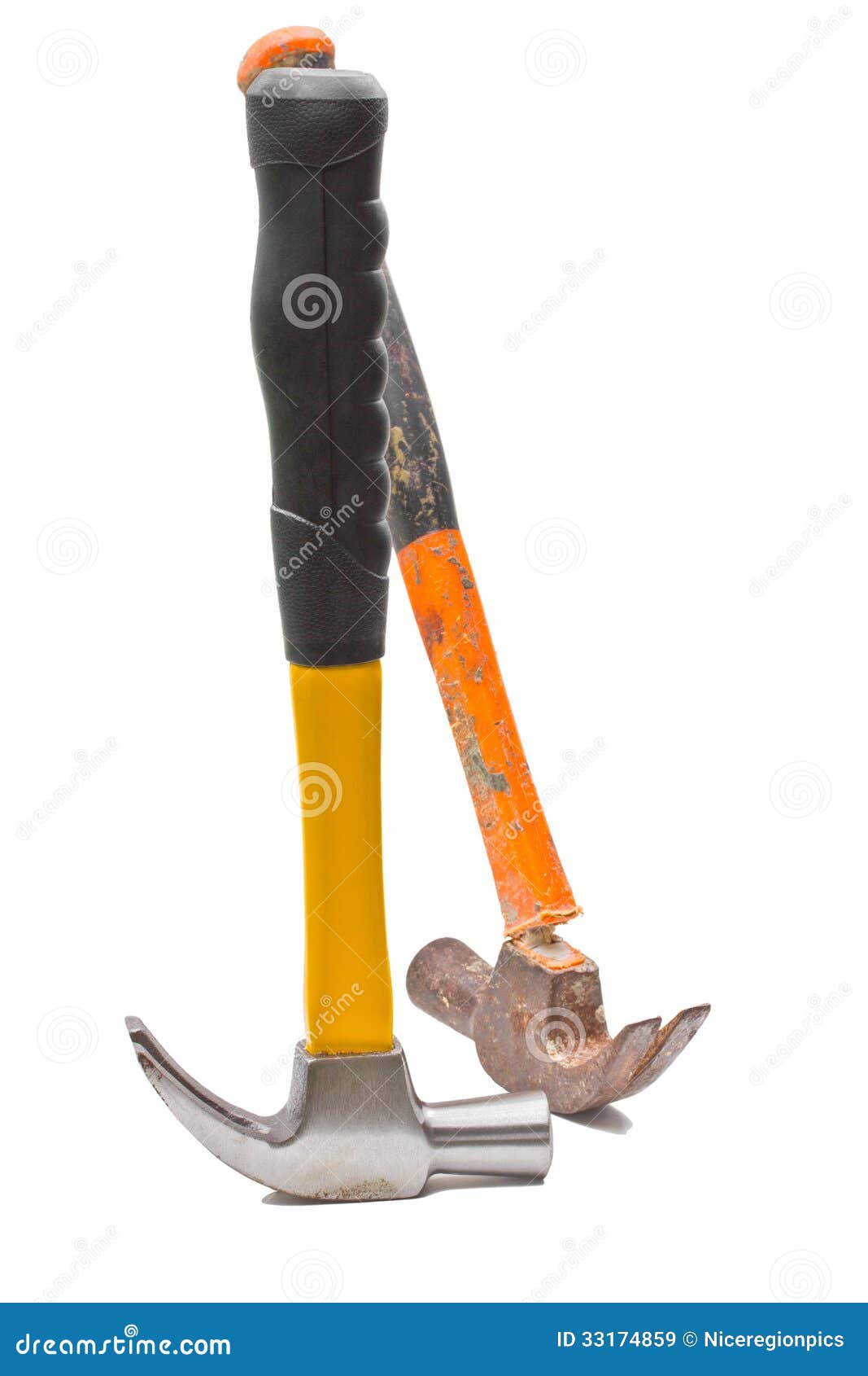 Martillo Roto Nuevo Y Viejo. Imagen de archivo - Imagen de blanco ...