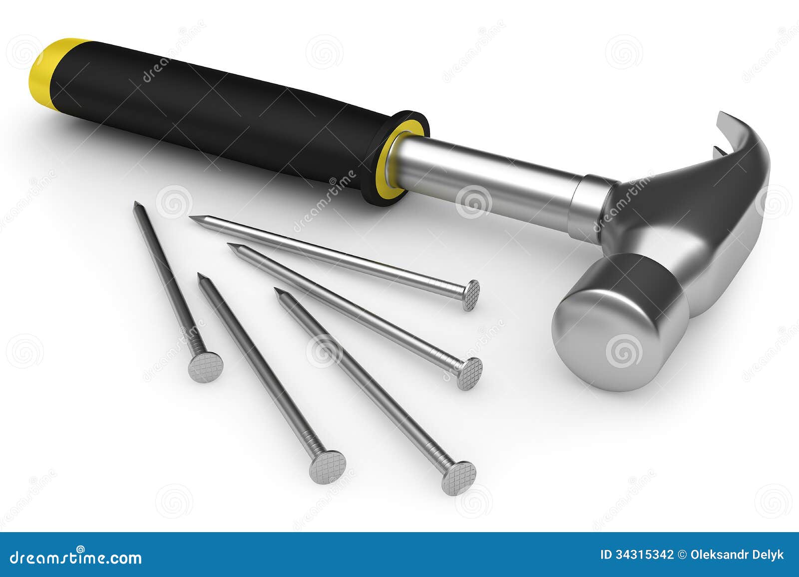 Martillo y clavos. stock de ilustración. Ilustración de objeto - 34315342