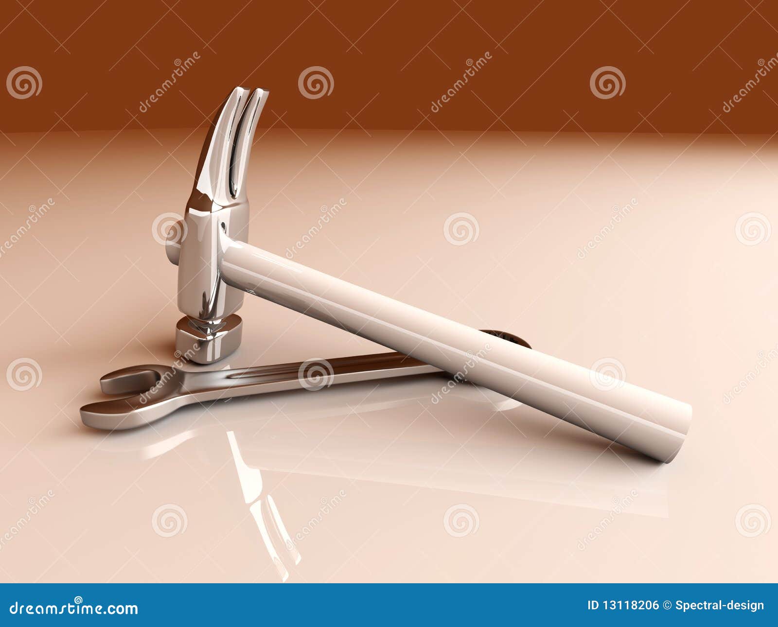 Martillo y llave stock de ilustración. Ilustración de instrumento ...