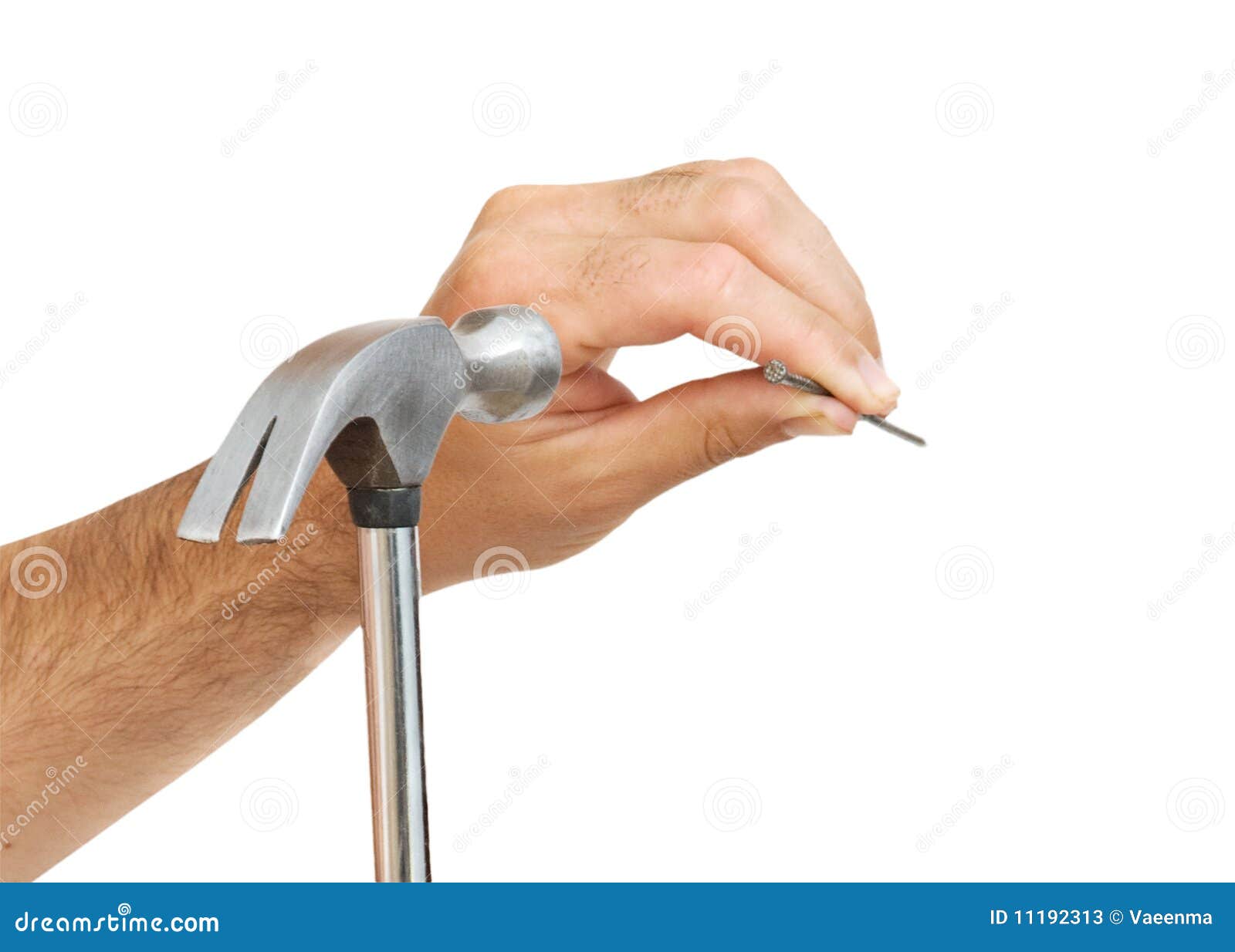 Martillo Y Mano De Garra Con El Clavo Imagen de archivo - Imagen de ...