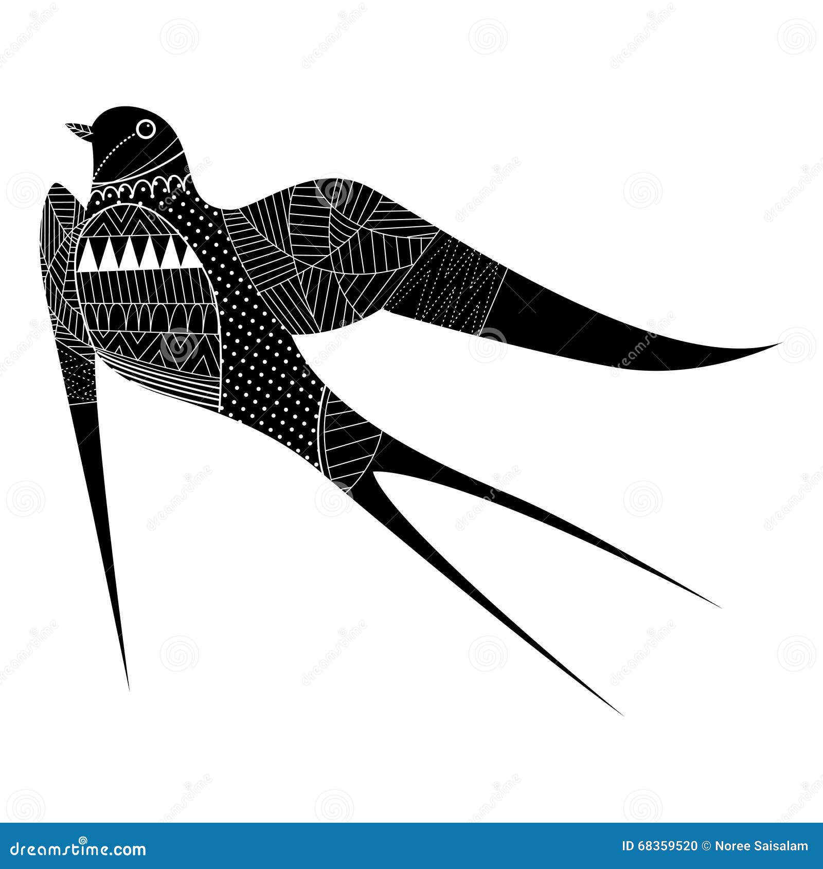 Martin Bird Doodle Vector stock vector. Illustration of freehand - 68359520