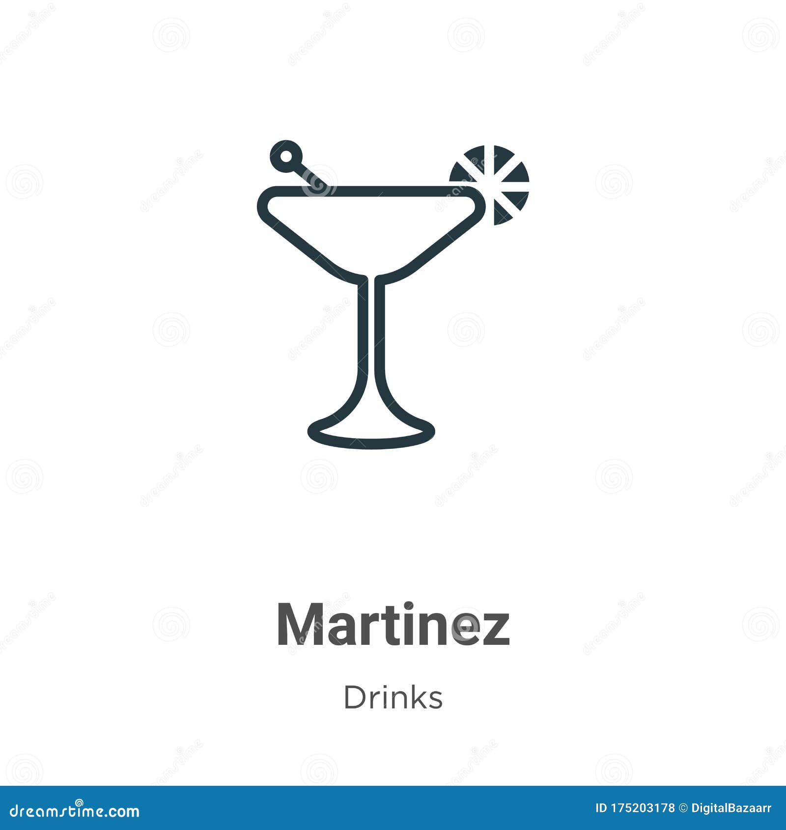 Linear Martinez Icon From Drinks Outline Collection. Thin Line Martinez ...