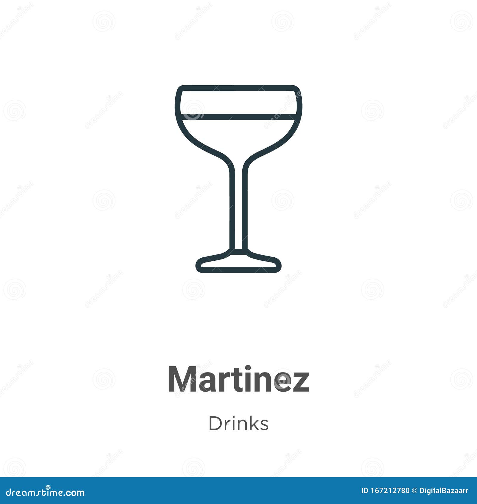 Martinez Outline Vector Icon. Thin Line Black Martinez Icon, Flat ...
