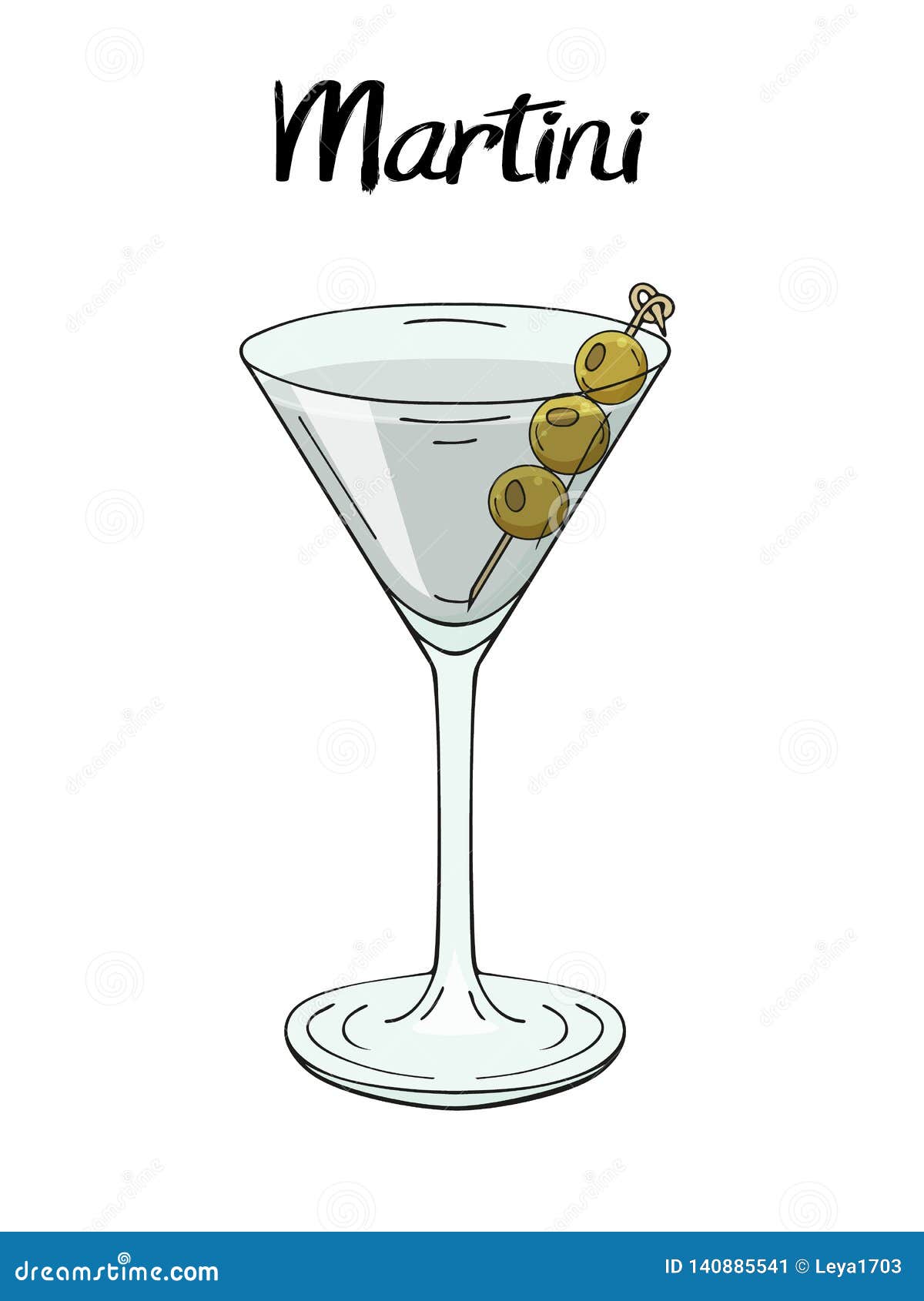 Martini Cocktail With Olives Decorations Stock Vector Illustration