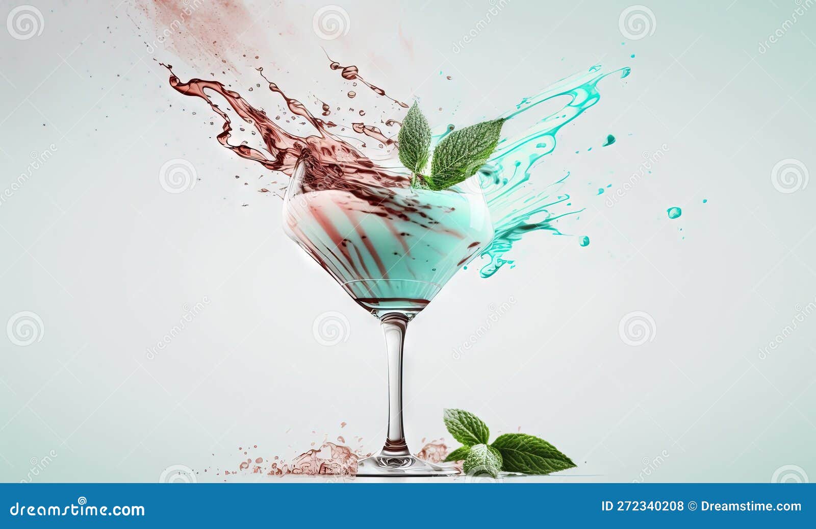 A Martini Glass Filled With Liquid And A Mint Sprig Stock Illustration
