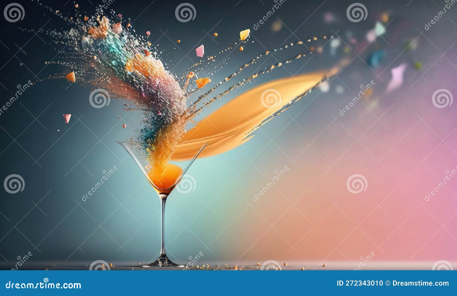 A Martini Glass Filled with Liquid and a Splash of Colorful Confetti ...