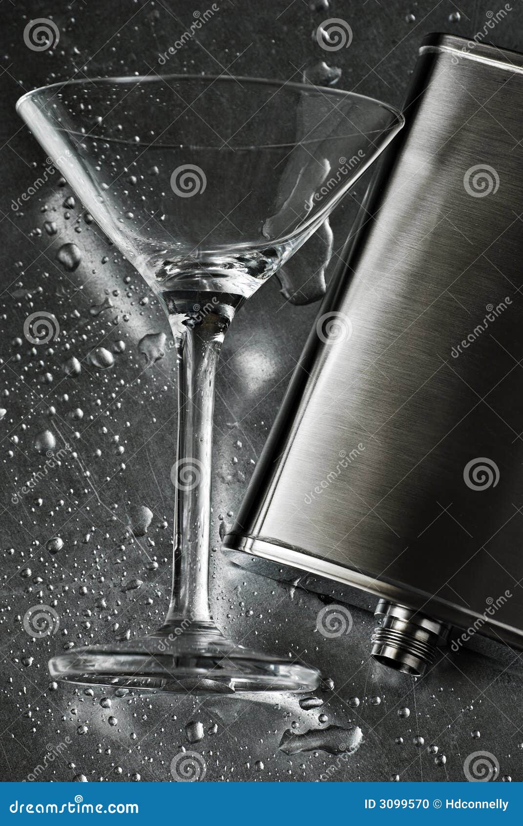 Martini Glass and Silver Flask Stock Photo - Image of shine, shot: 3099570