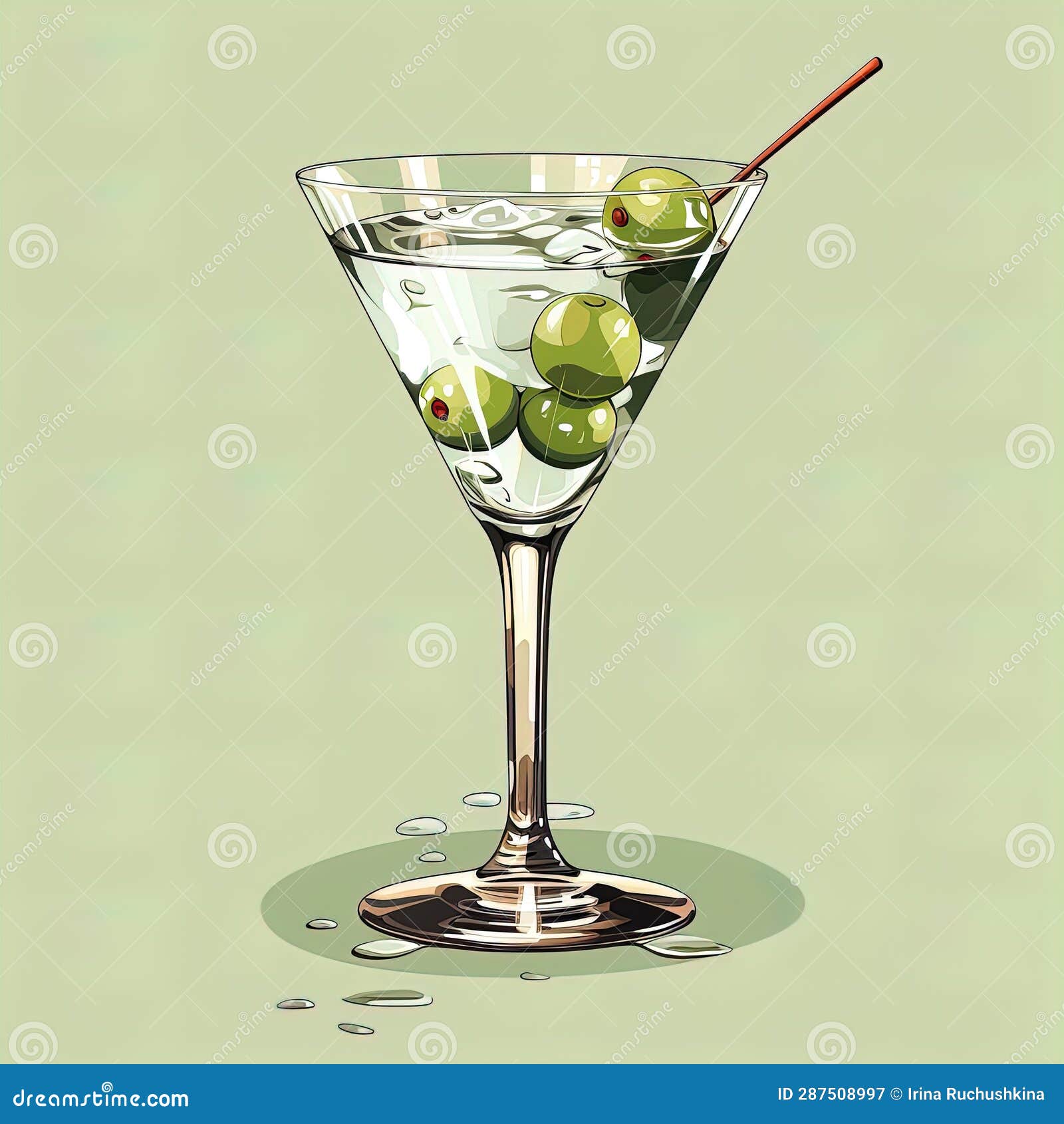 Martini Glass Vector Illustration, Flat Design. Generative AI Stock ...