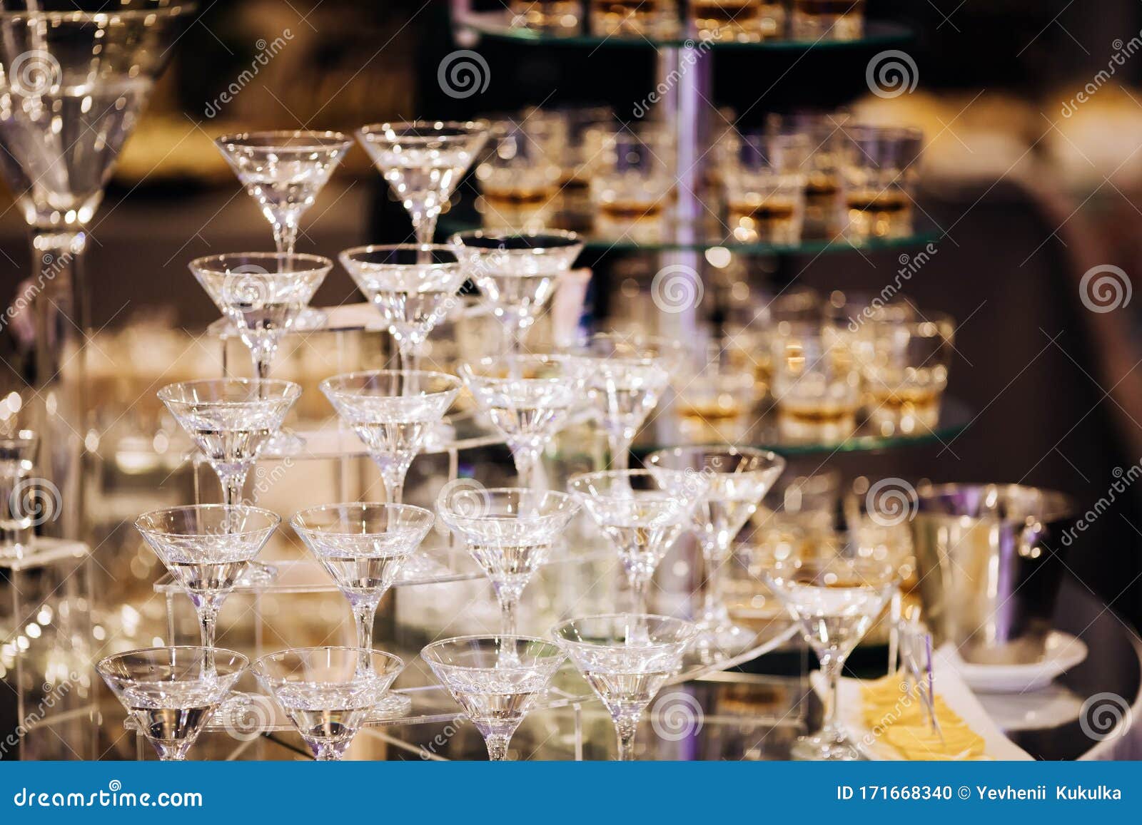 Martini Glasses and Cognac on a Cocktail Reception at a Party at a ...