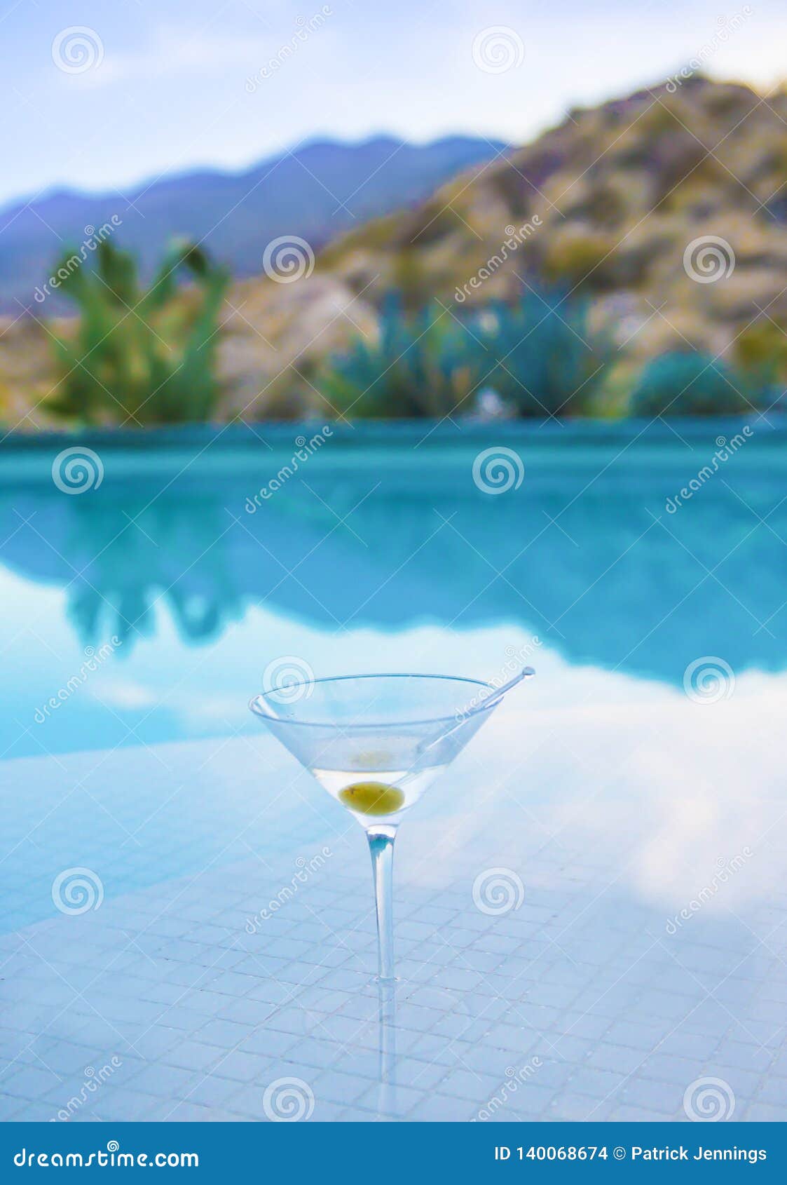 Martini on Pool Bar with Mountains in Background Stock Photo - Image of ...