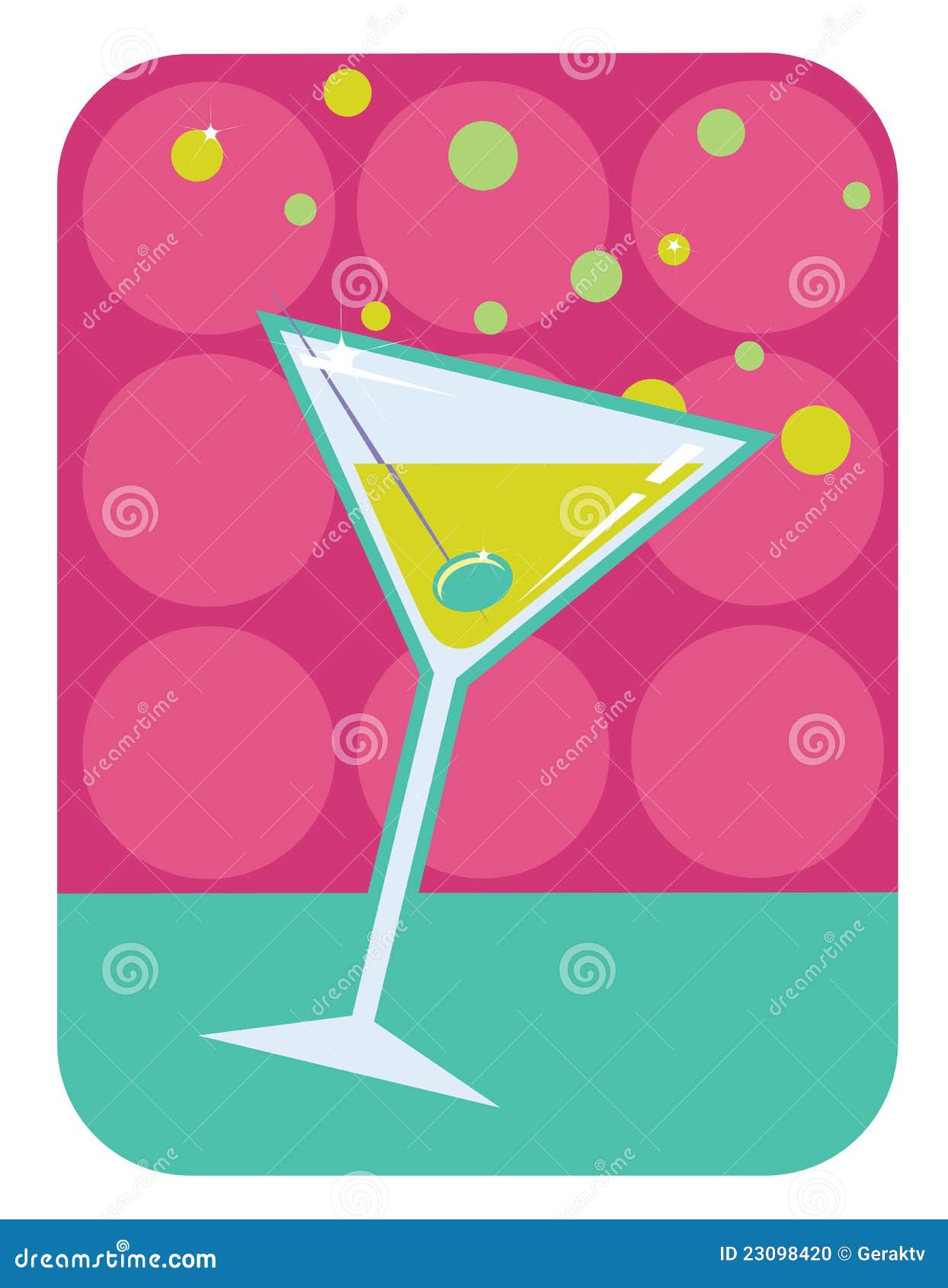 Martini. Retro Posters With Alcohol Cocktails. Cartoon Vector ...