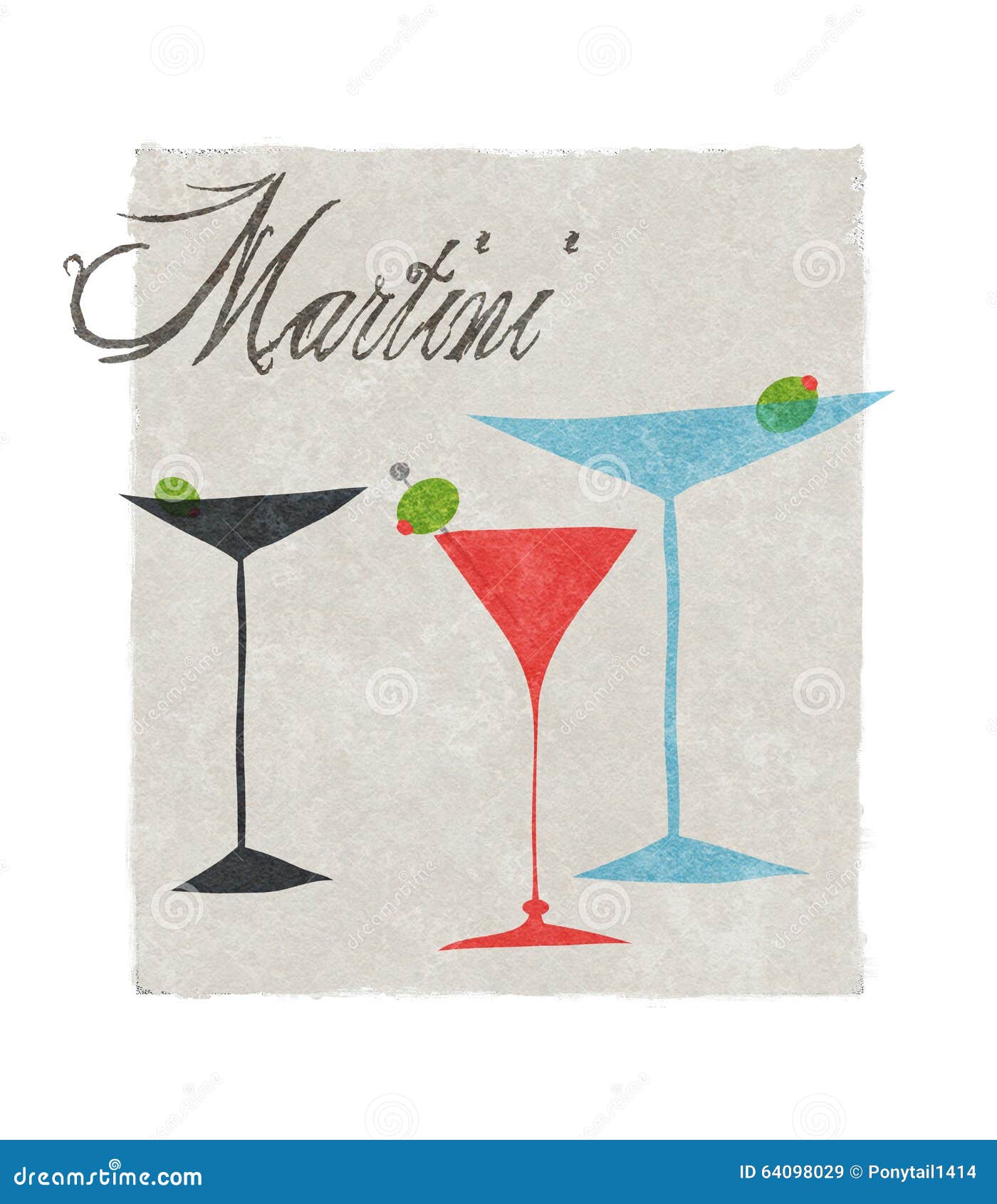 Martini Stylized Retro Illustration with Lettering Stock Illustration ...