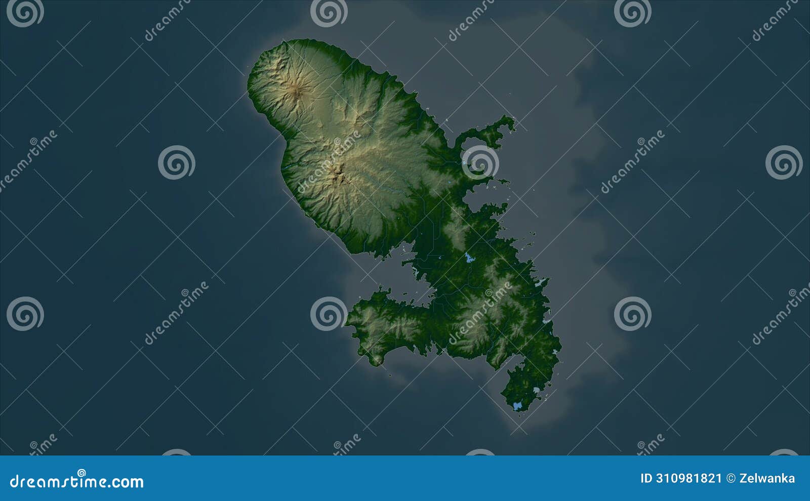 Martinique Highlighted. Physical Stock Illustration - Illustration of ...