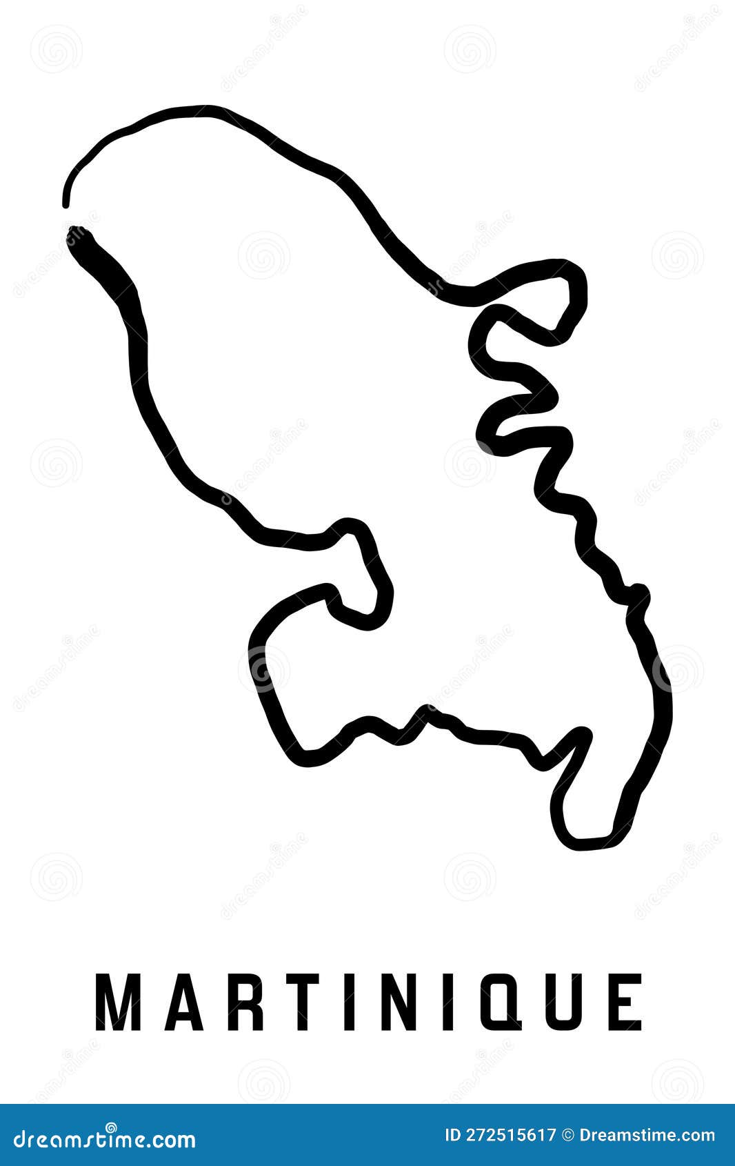 Martinique Island Simple Outline Vector Map Stock Vector - Illustration ...