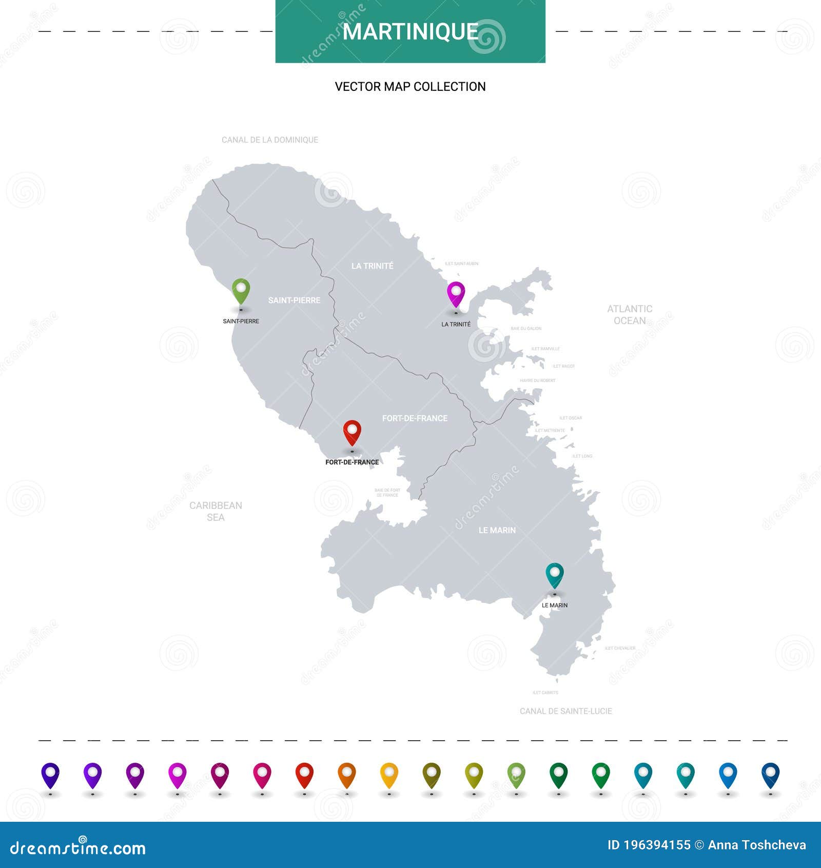 Location Map Martinique On Map Central America. 3d Martinique Flag Map ...