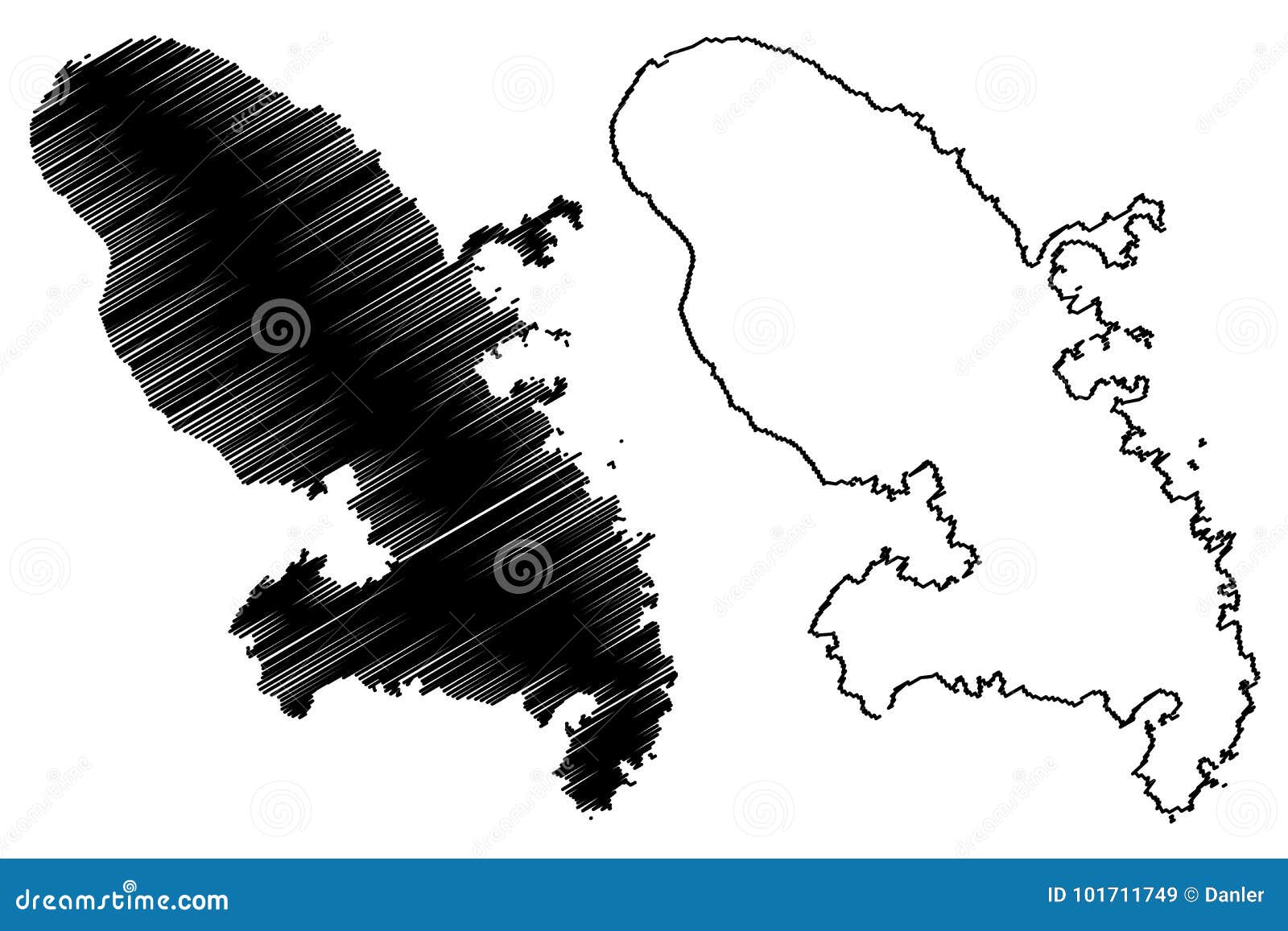 Martinique Map. Martinique Island Map. Black And White French Overseas ...