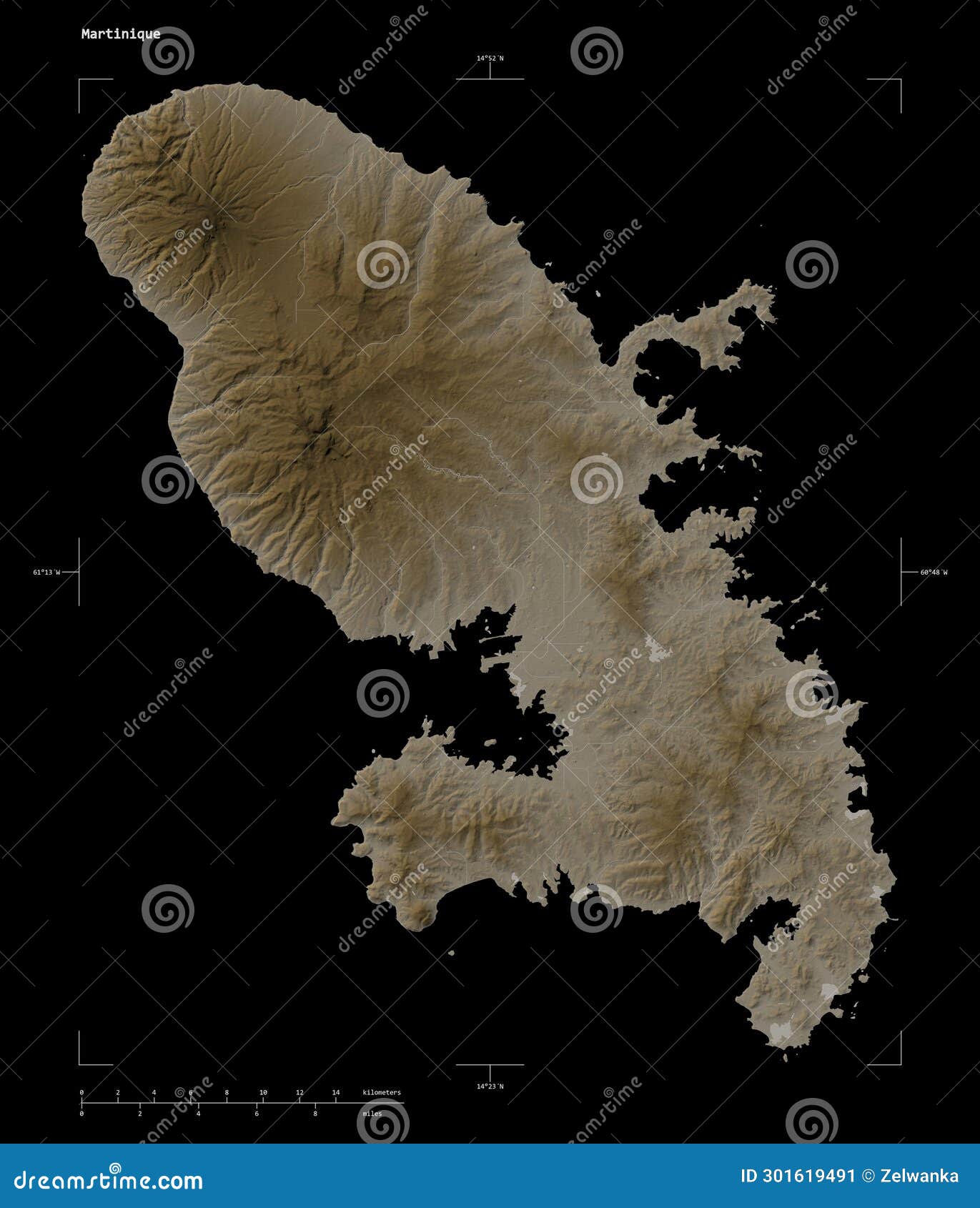 Martinique Shape on Black. Sepia Stock Illustration - Illustration of ...