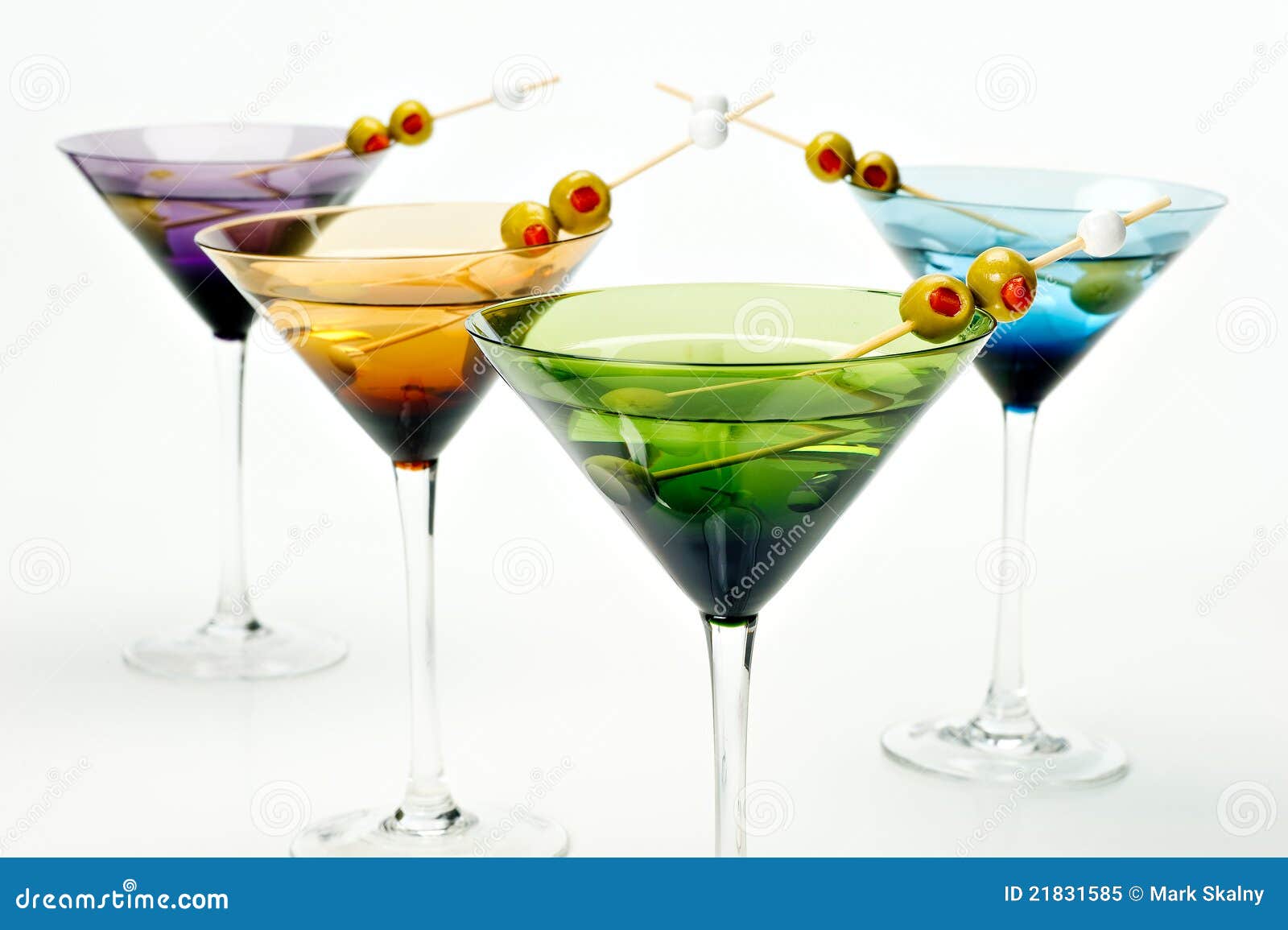 Martinis in Colorful Glasses Stock Image - Image of vermouth, four ...