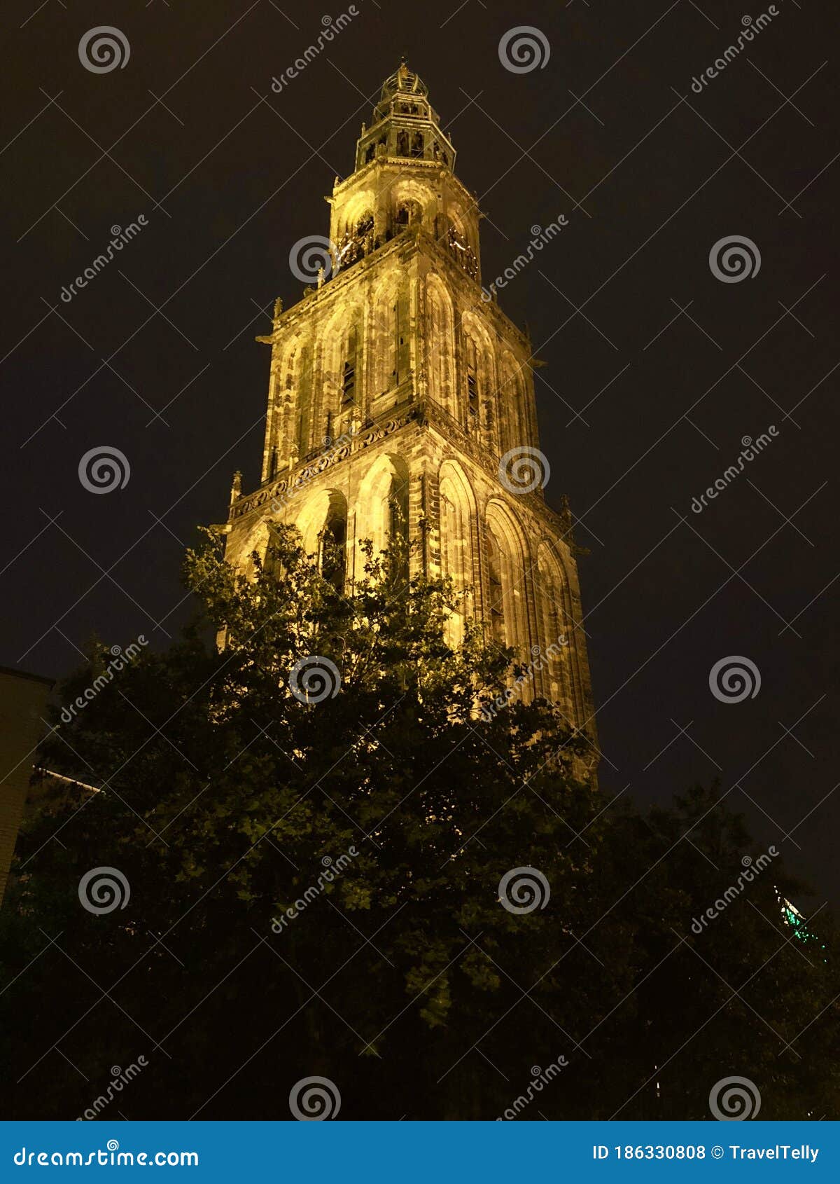 Martinitoren at Night in Groningen Editorial Stock Photo - Image of ...