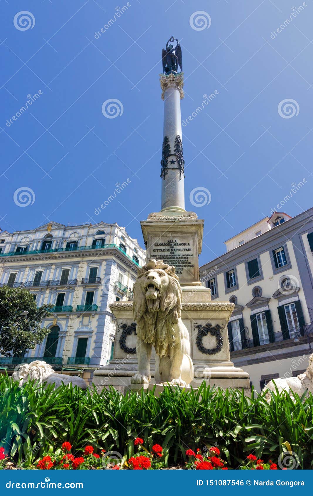 Martyrs Square Monument in Naples, Italy Stock Photo - Image of statue ...