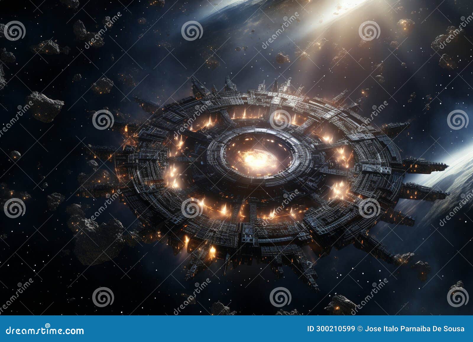 Marvel at a Cosmic Migration As Spacecraft of Stock Illustration ...