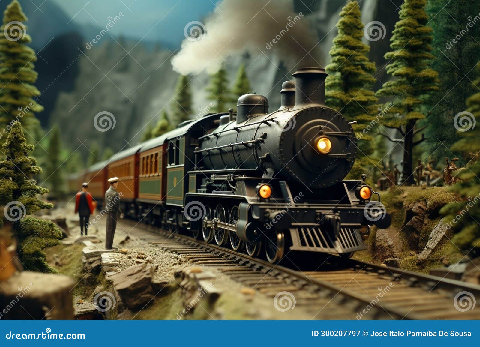 Marvel at the Detail of a Model Train Set with Stock Illustration ...