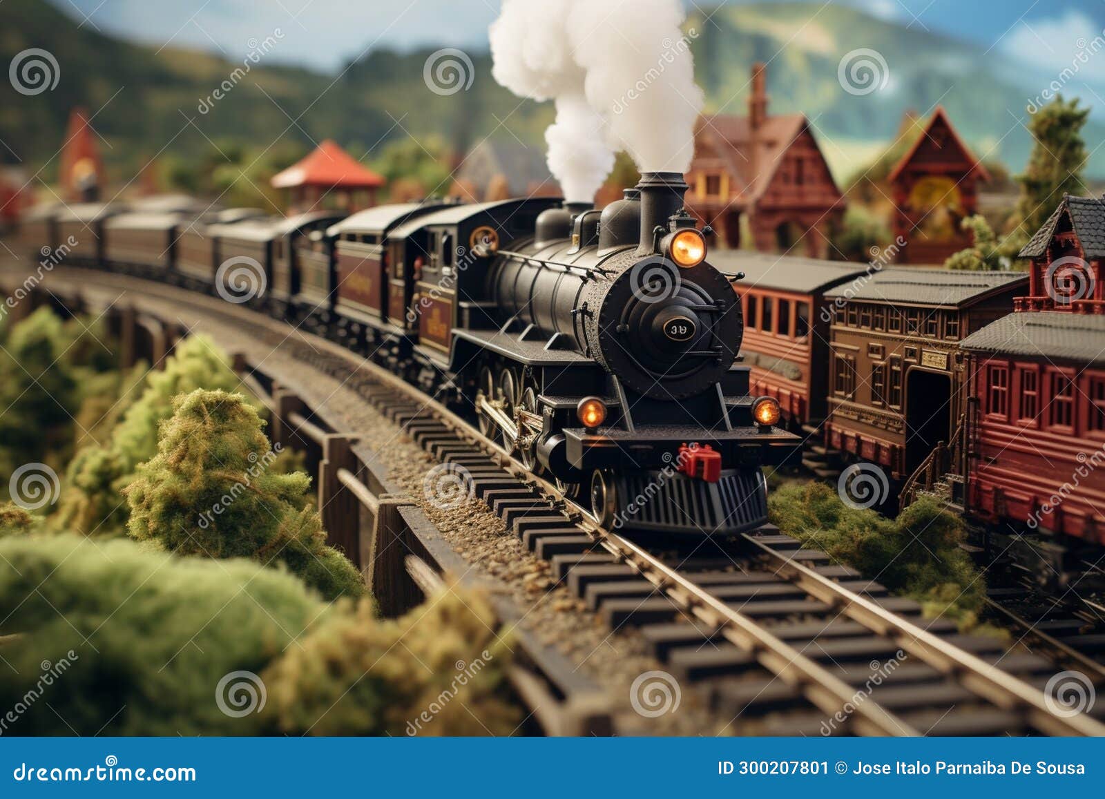 Marvel at the Detail of a Model Train Set with Stock Illustration ...