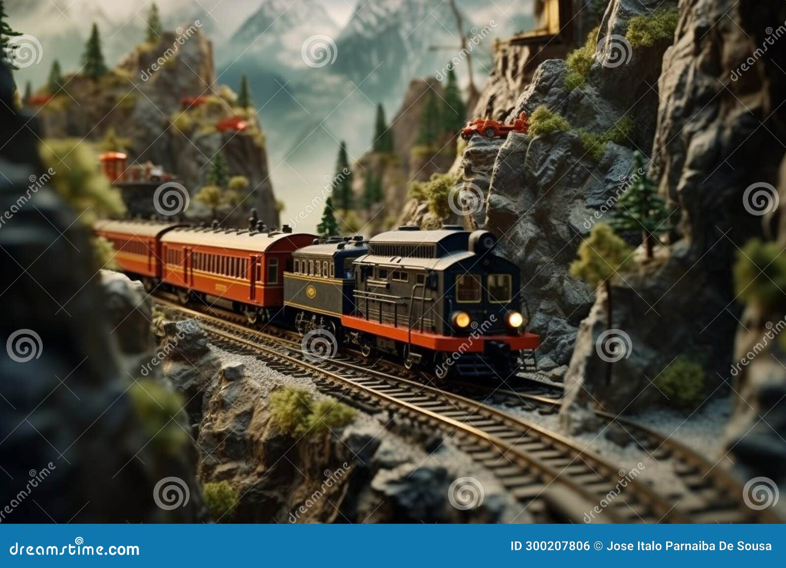 Marvel at the Detail of a Model Train Set with Stock Illustration ...
