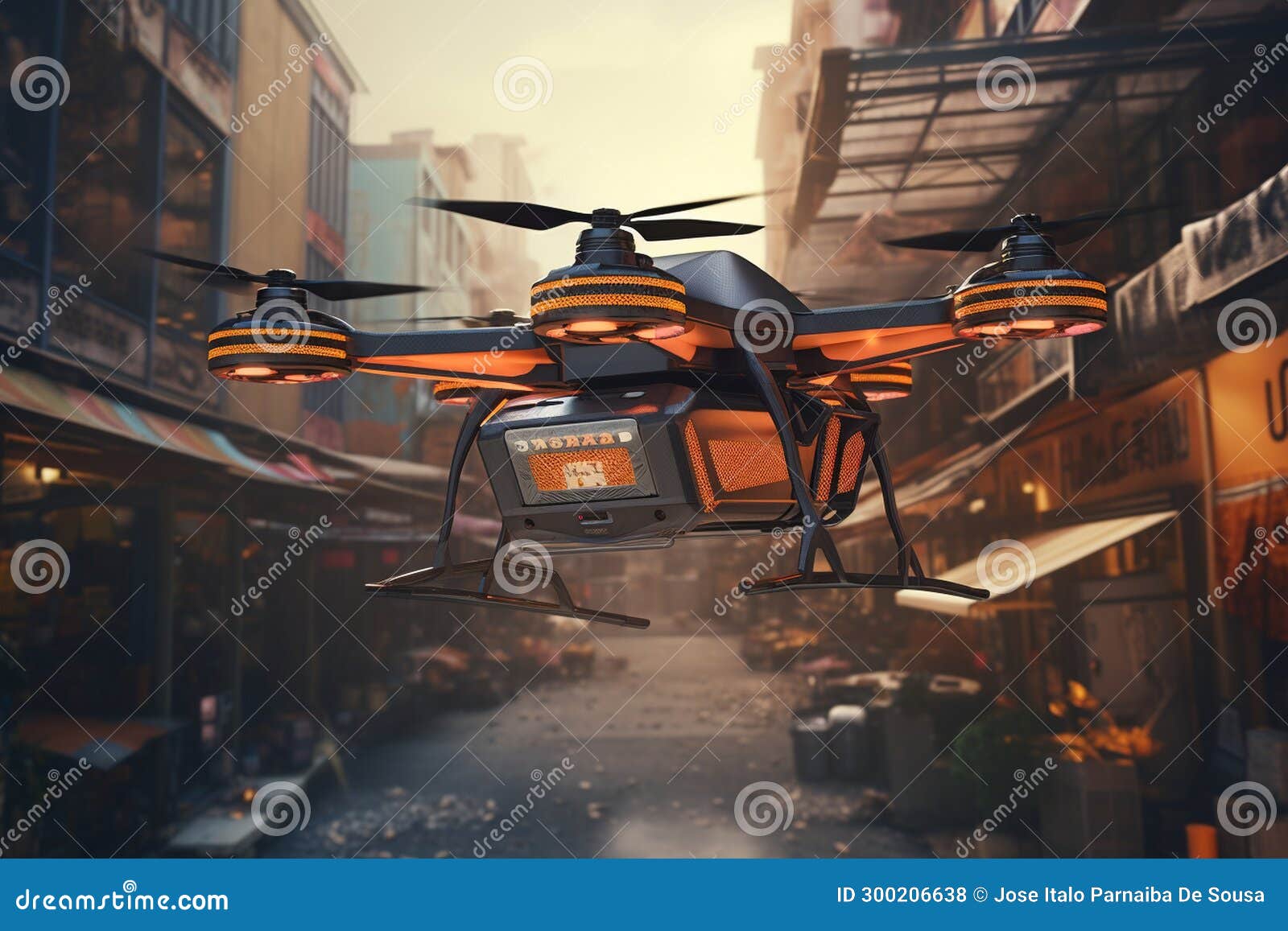 Marvel At A Fleet Of Autonomous Delivery Drones Stock Photo ...