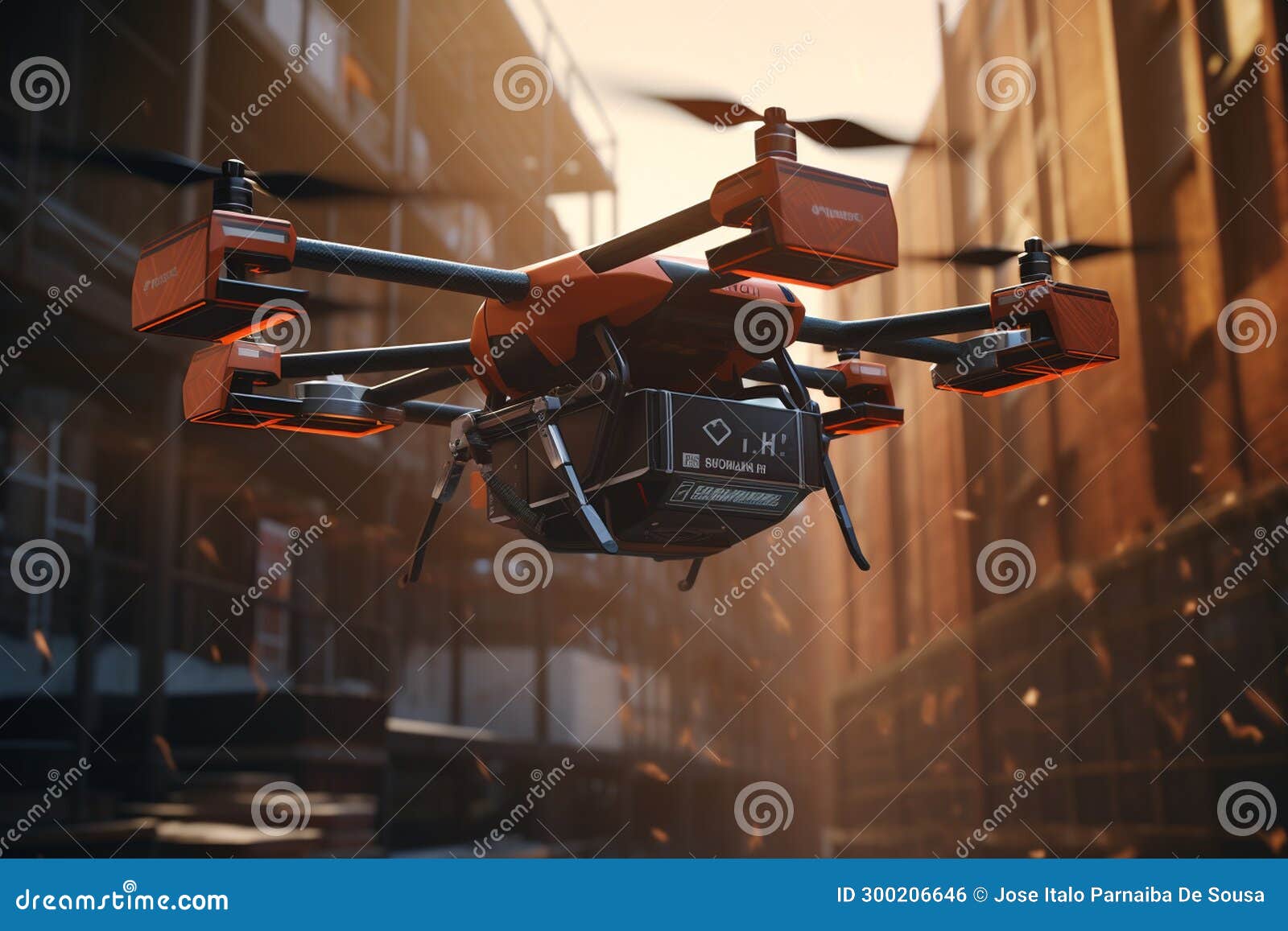 Marvel At A Fleet Of Autonomous Delivery Drones Stock Photo ...