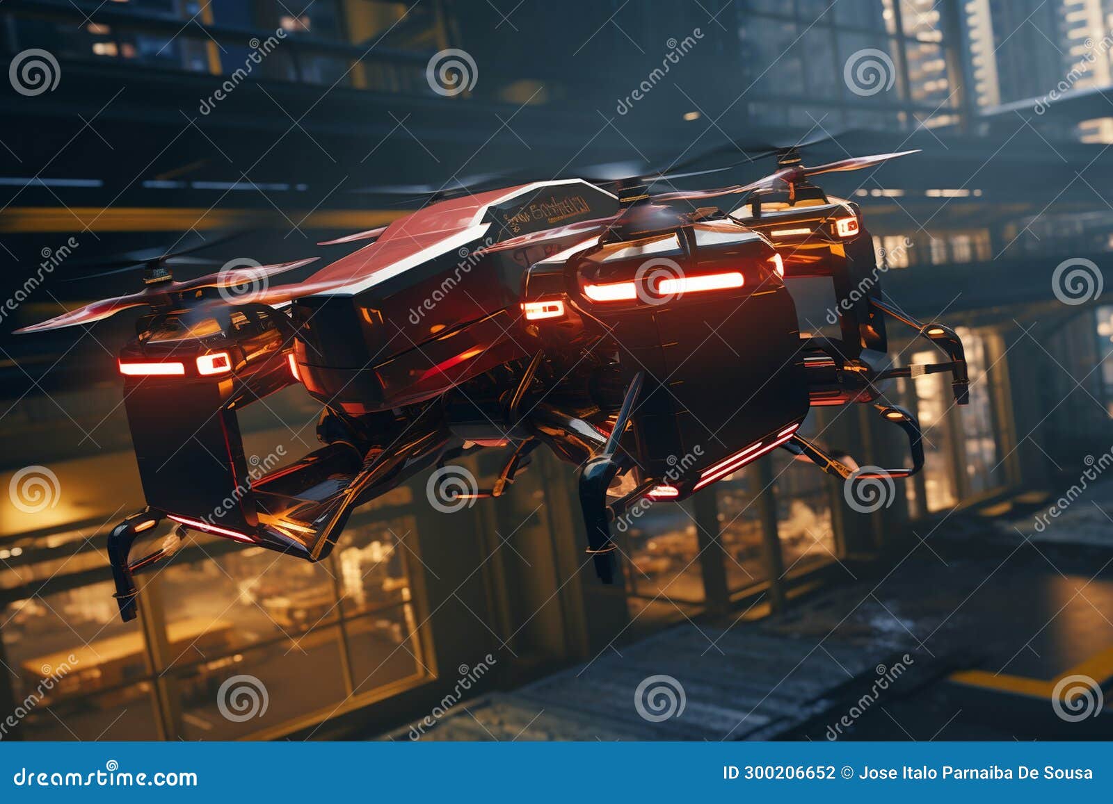 Marvel at a Fleet of Autonomous Delivery Drones Stock Illustration - Illustration of equipment ...