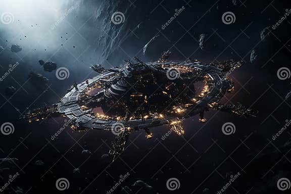 Marvel at a Fleet of Exploration Spacecraft Stock Illustration ...