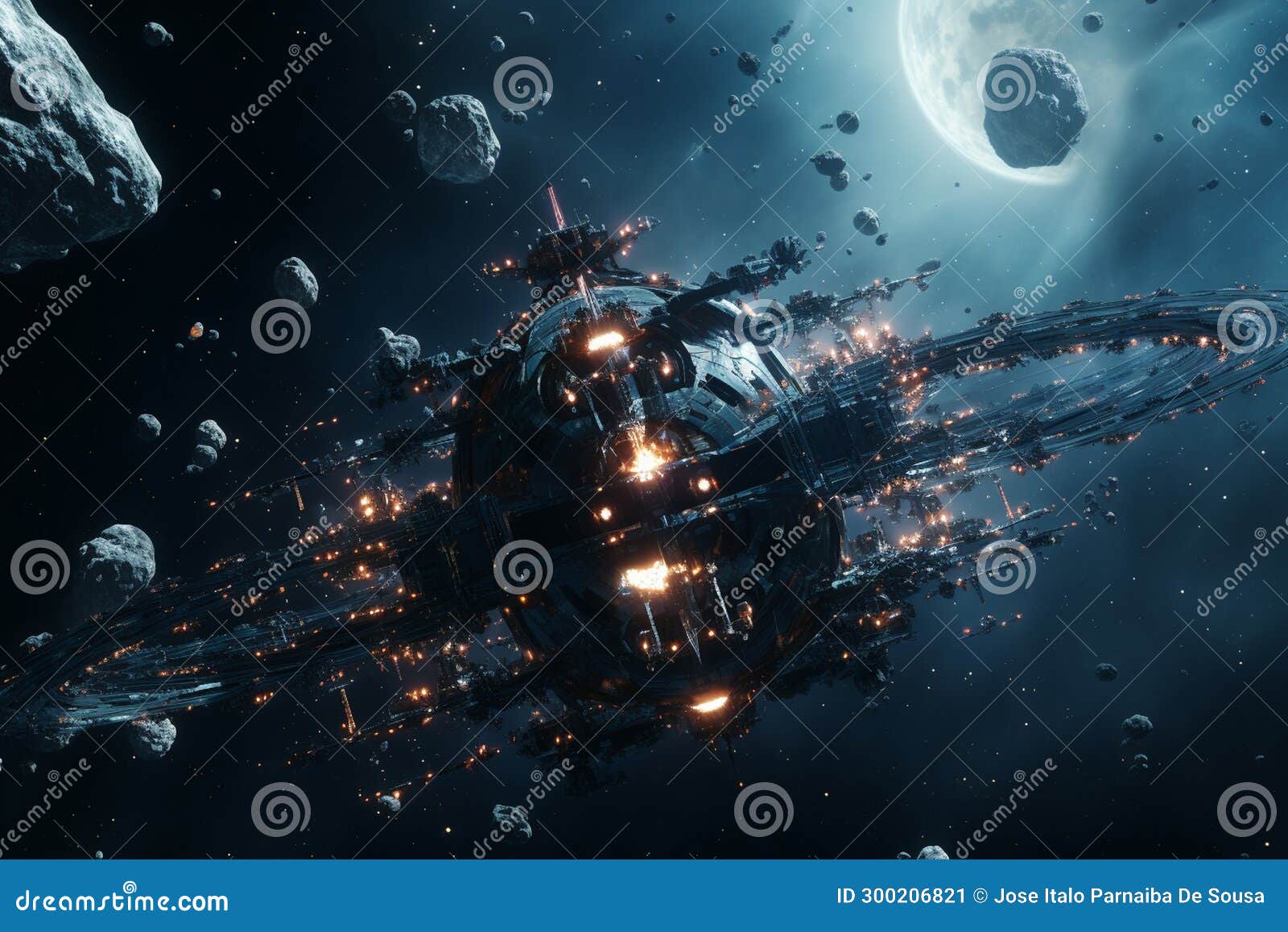Marvel at a Fleet of Exploration Spacecraft Stock Illustration ...