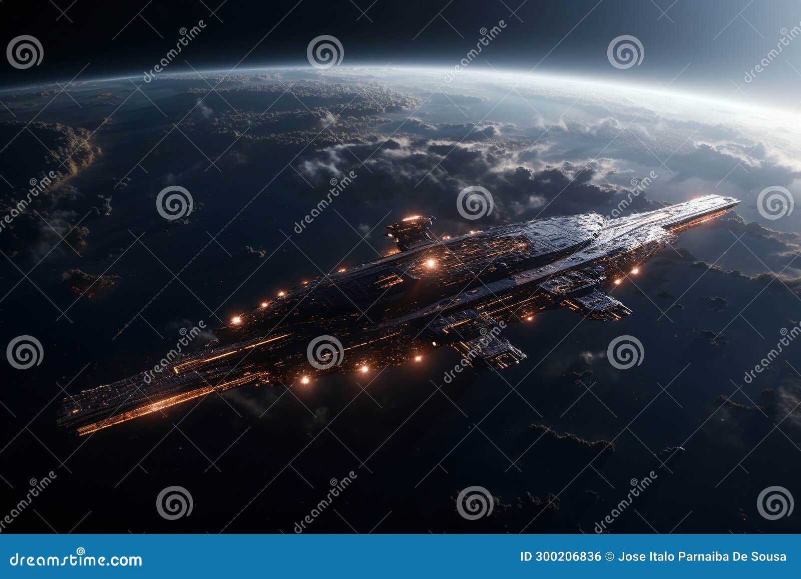 Marvel at a Fleet of Exploration Spacecraft Stock Illustration ...