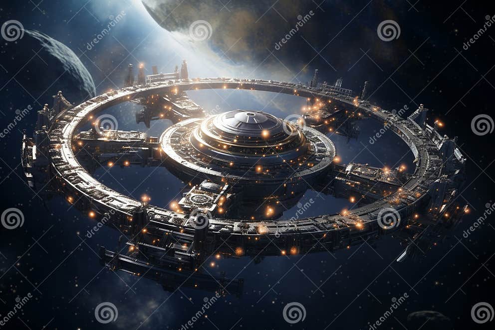 Marvel at a Fleet of Exploration Spacecraft Stock Illustration ...