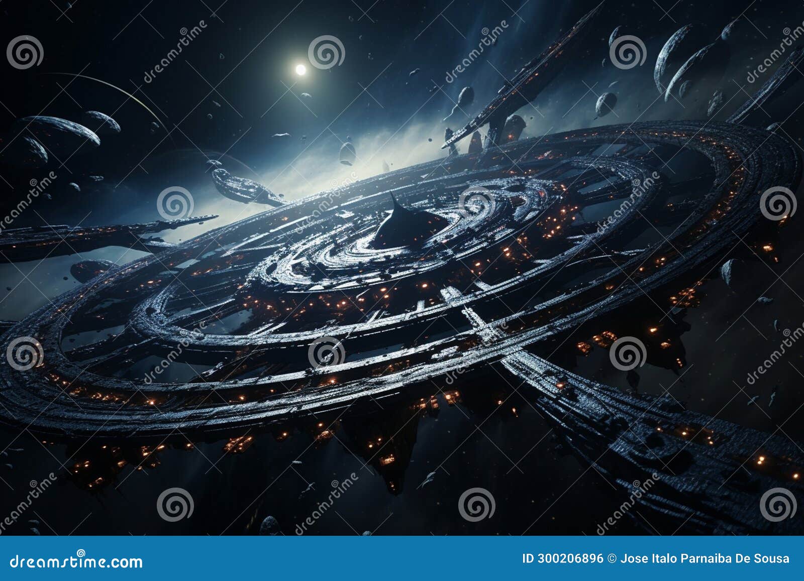 Marvel at a Fleet of Exploration Spacecraft Stock Illustration ...