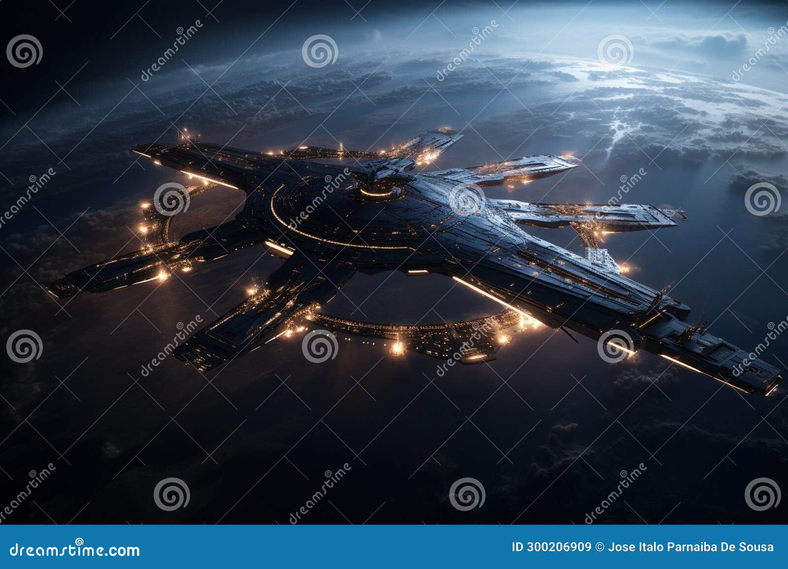 Marvel at a Fleet of Exploration Spacecraft Stock Illustration ...