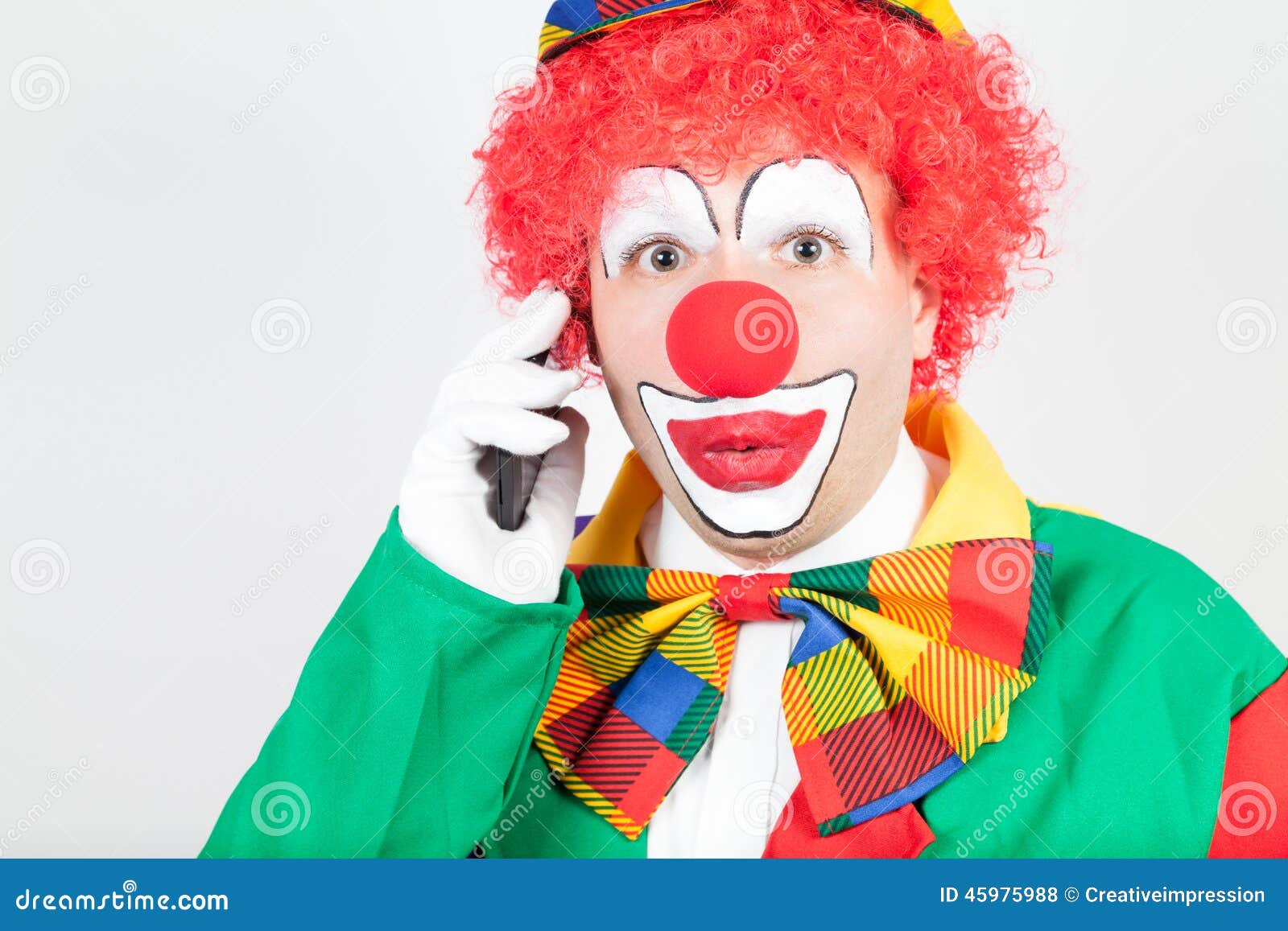 Marvelling Clown with Smartphone Stock Photo - Image of face, buffoon ...