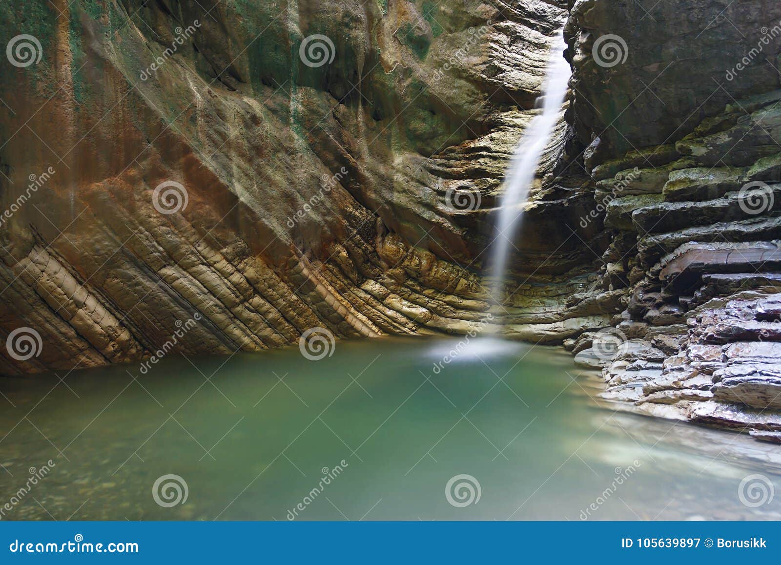 Marvellous Cave with Flowing Beautiful Waterfall Stock Image - Image of ...