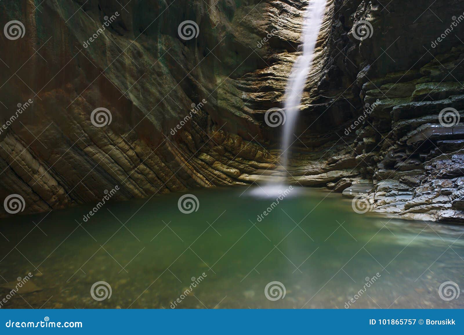 Marvellous Grotto with Flowing Beautiful Waterfall Stock Image - Image ...