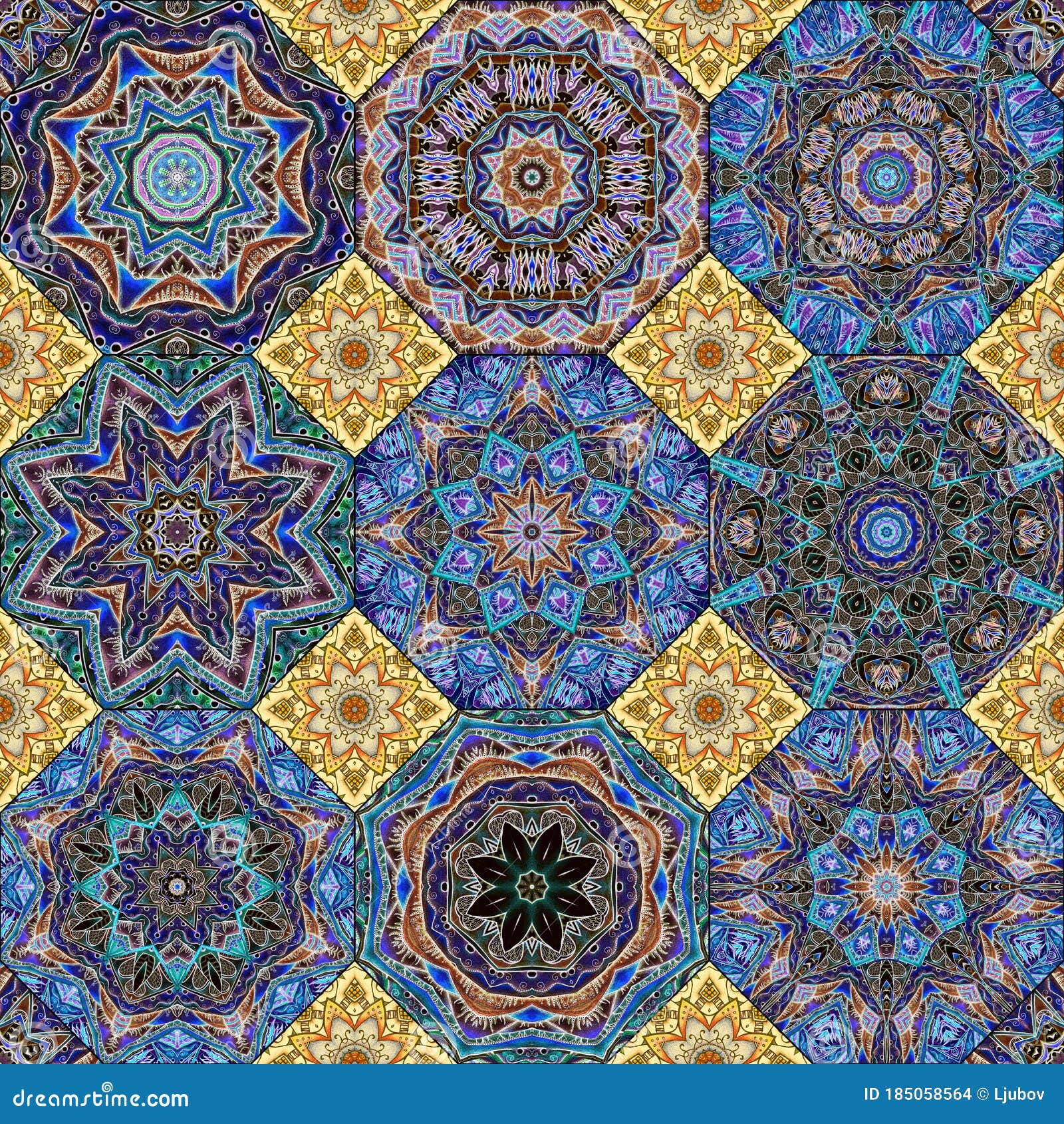 Marvelous Pattern of Octagonal Tiles with Mandalas and Small ...