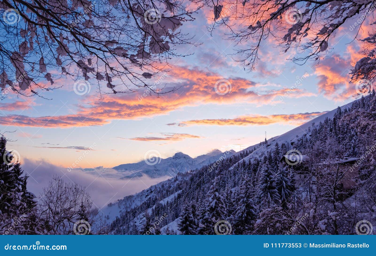 A Marvelous Sunset of Snowy Alps Stock Image - Image of panorama ...