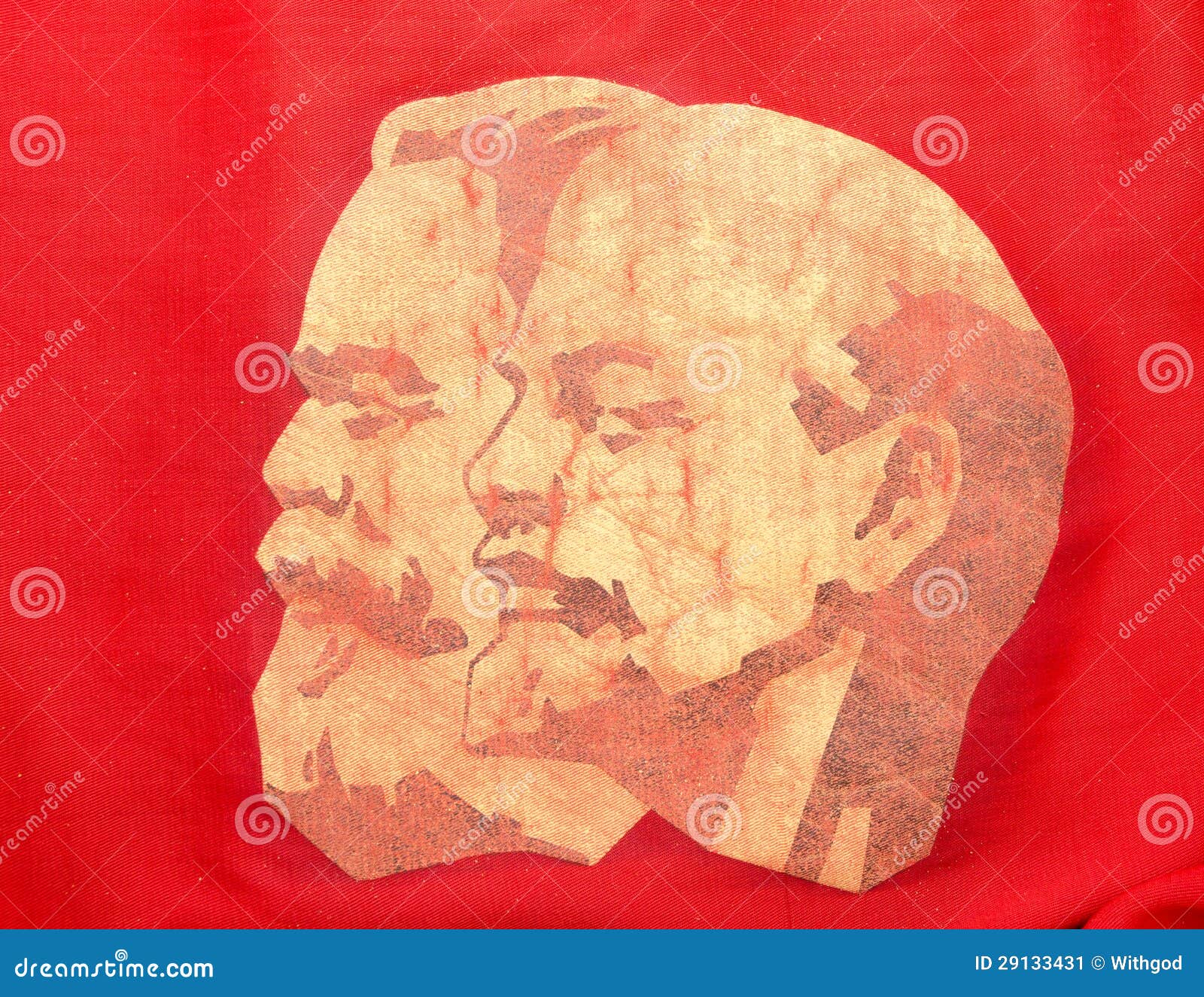 Marx and Lenin on Red Banner Stock Image - Image of communist, closeup ...