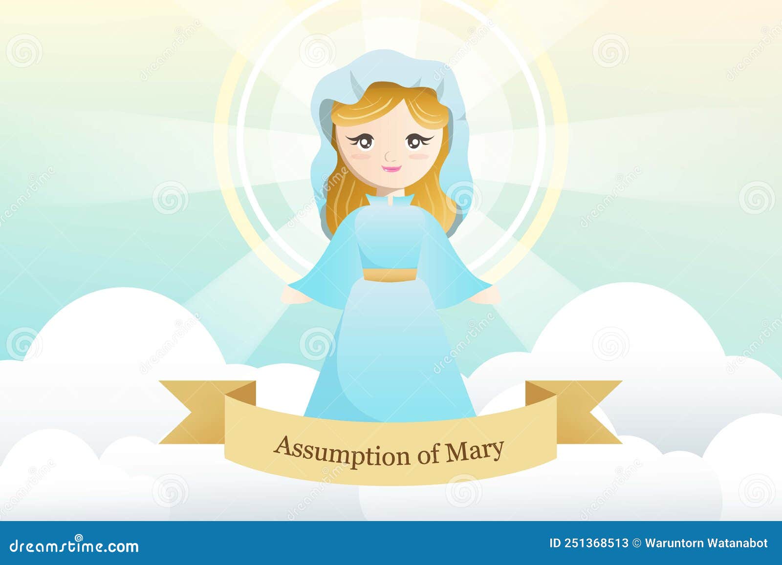 Assumption of Mary, Virgin Mary Cartoon Stock Vector - Illustration of ...