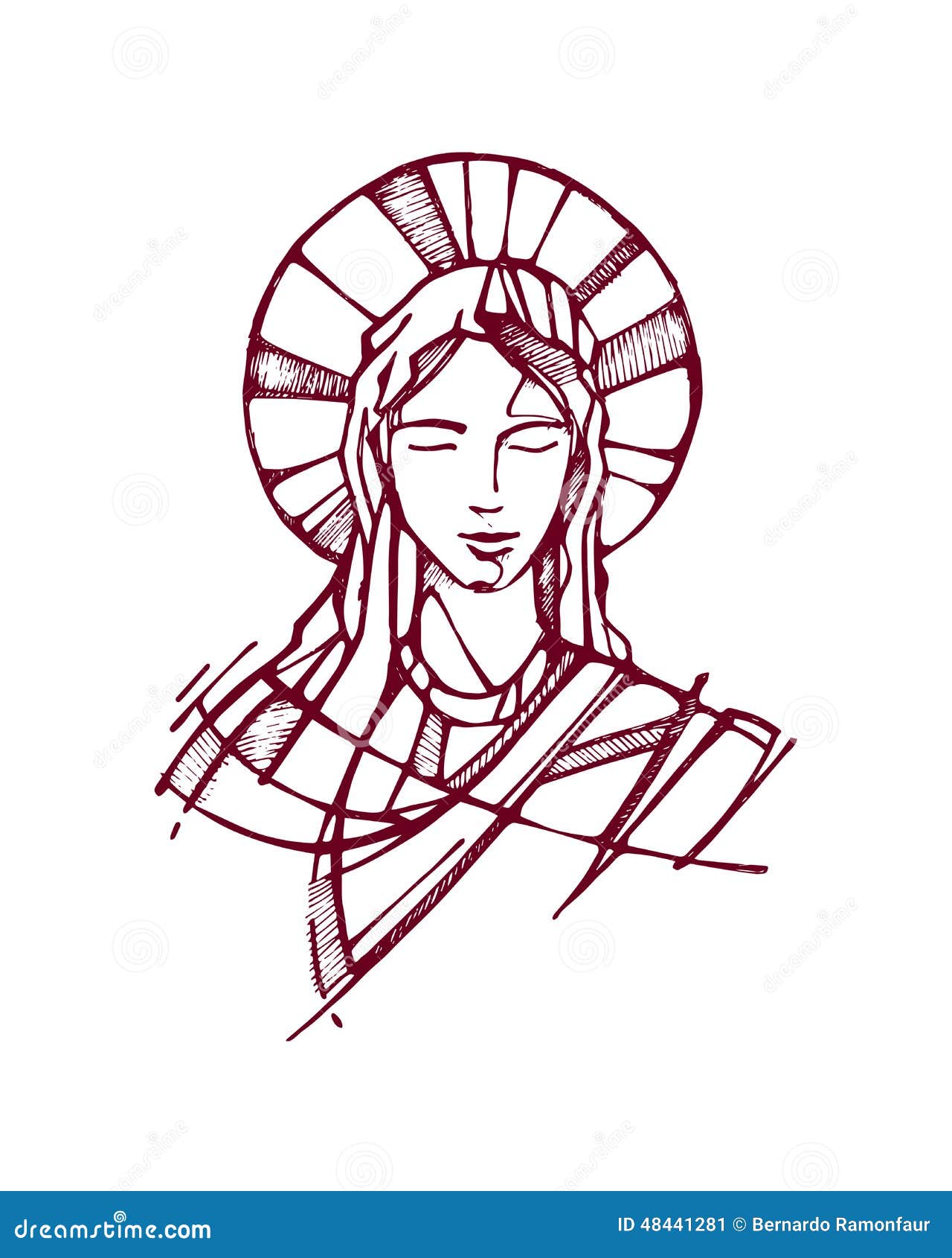 Mary enfrenta e ilustração do vetor. Ilustração de espiritual - 48441281