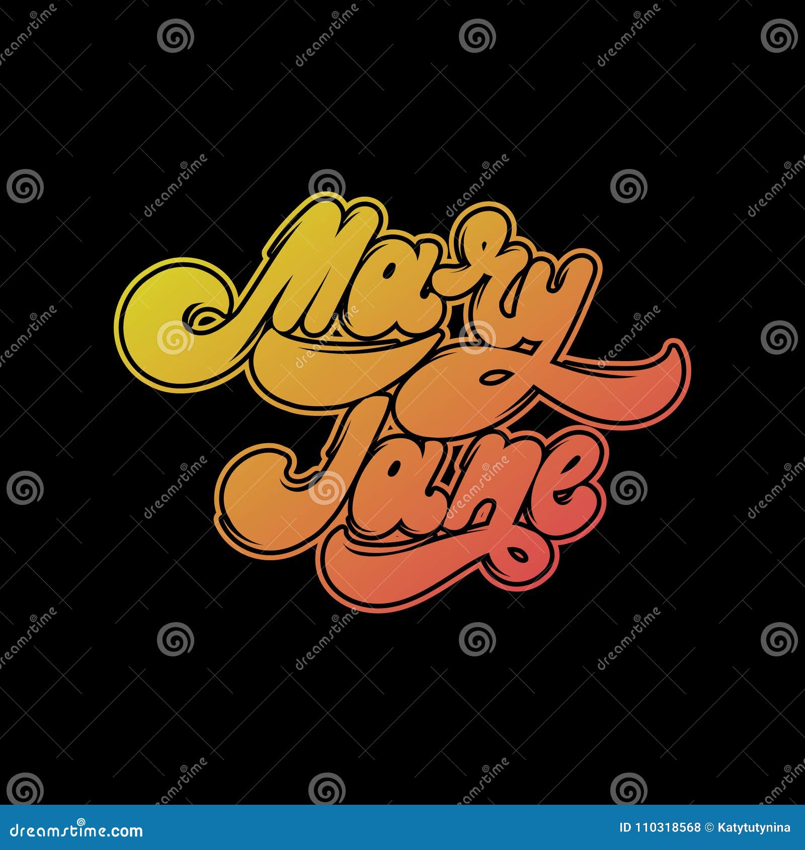 Mary Jane Letras Manuscritas Del Vector Ilustración del Vector ...